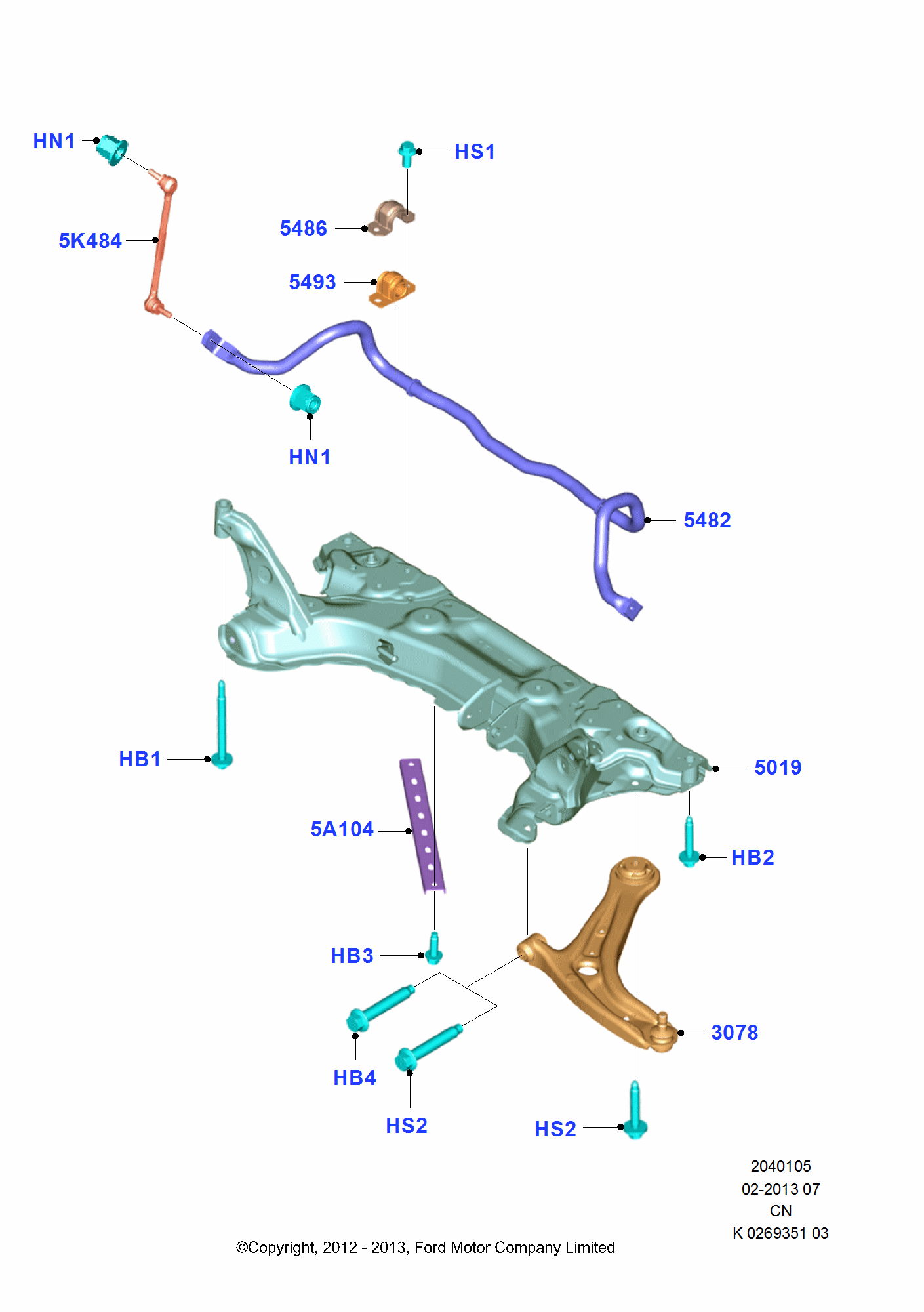 Front Susp.Arms/Stabilizer/X-Member FORD Fiesta 2012- (CCN)