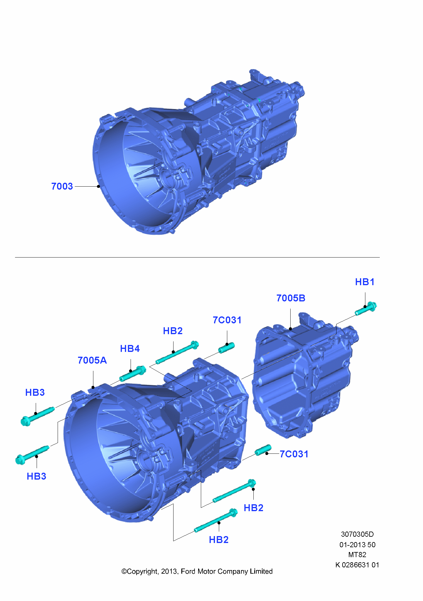 Ford Ranger T6 1st Generation Manual transaxle and case parts 2011 ...