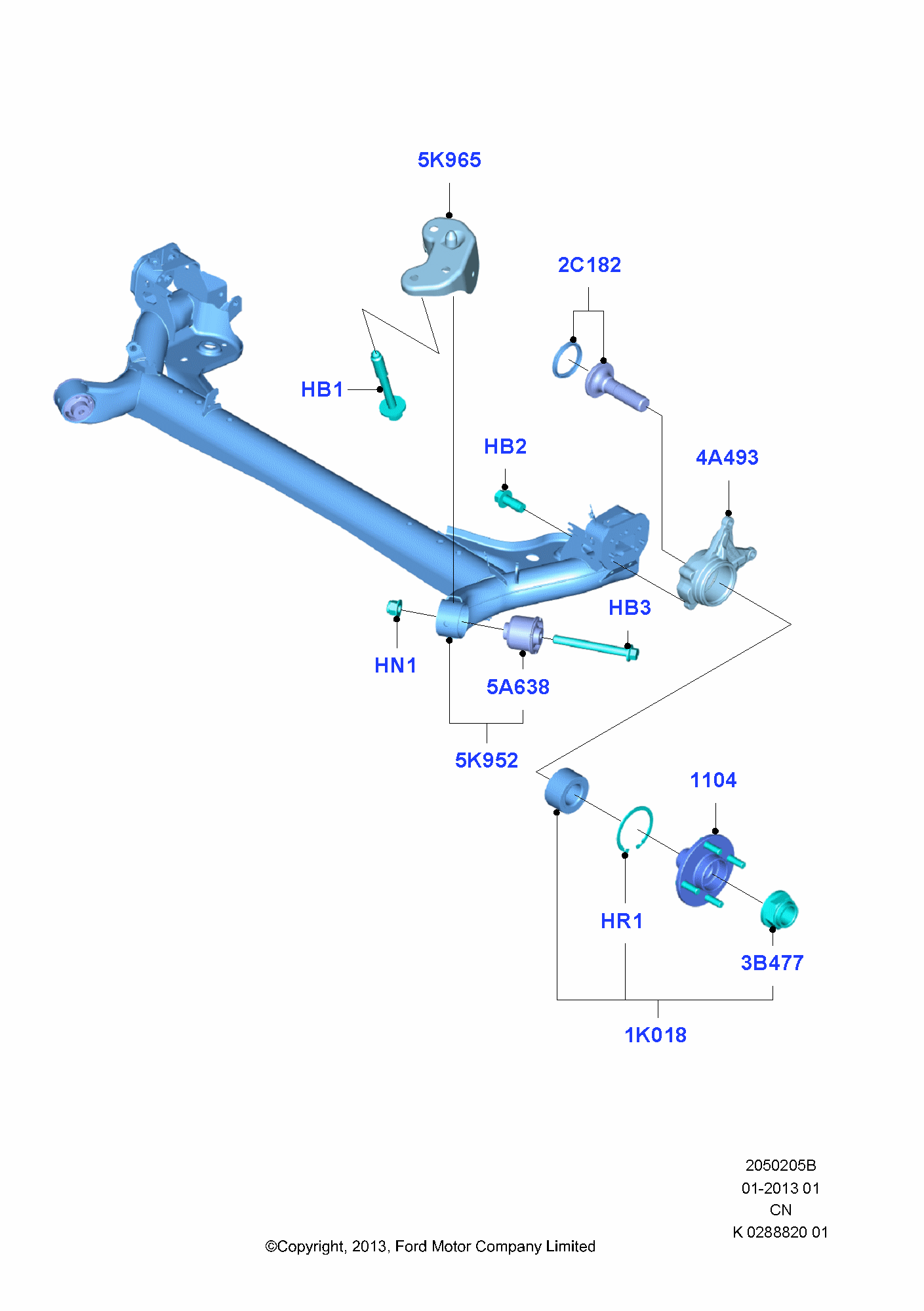 Rear Axle FORD Fiesta 2012- (CCN)