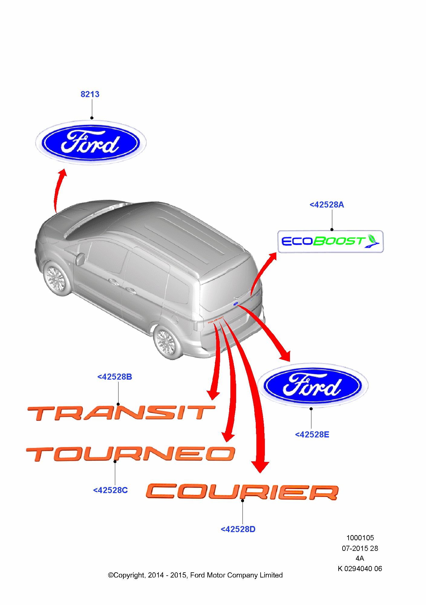 Ford Transit Connect 2nd Generation Name plates parts 2012 - 2016 | EPC ...