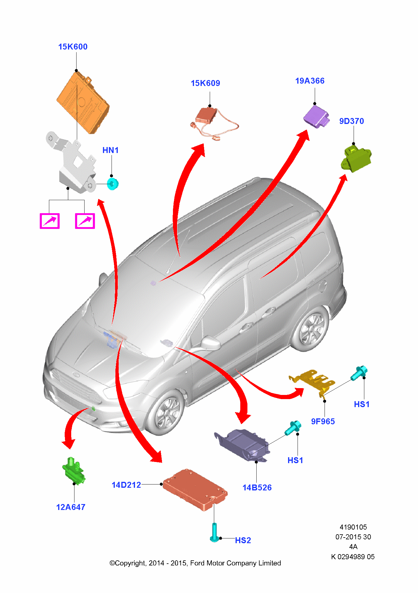 Ford Transit Connect 2nd Generation Vehicle modules and sensors parts ...