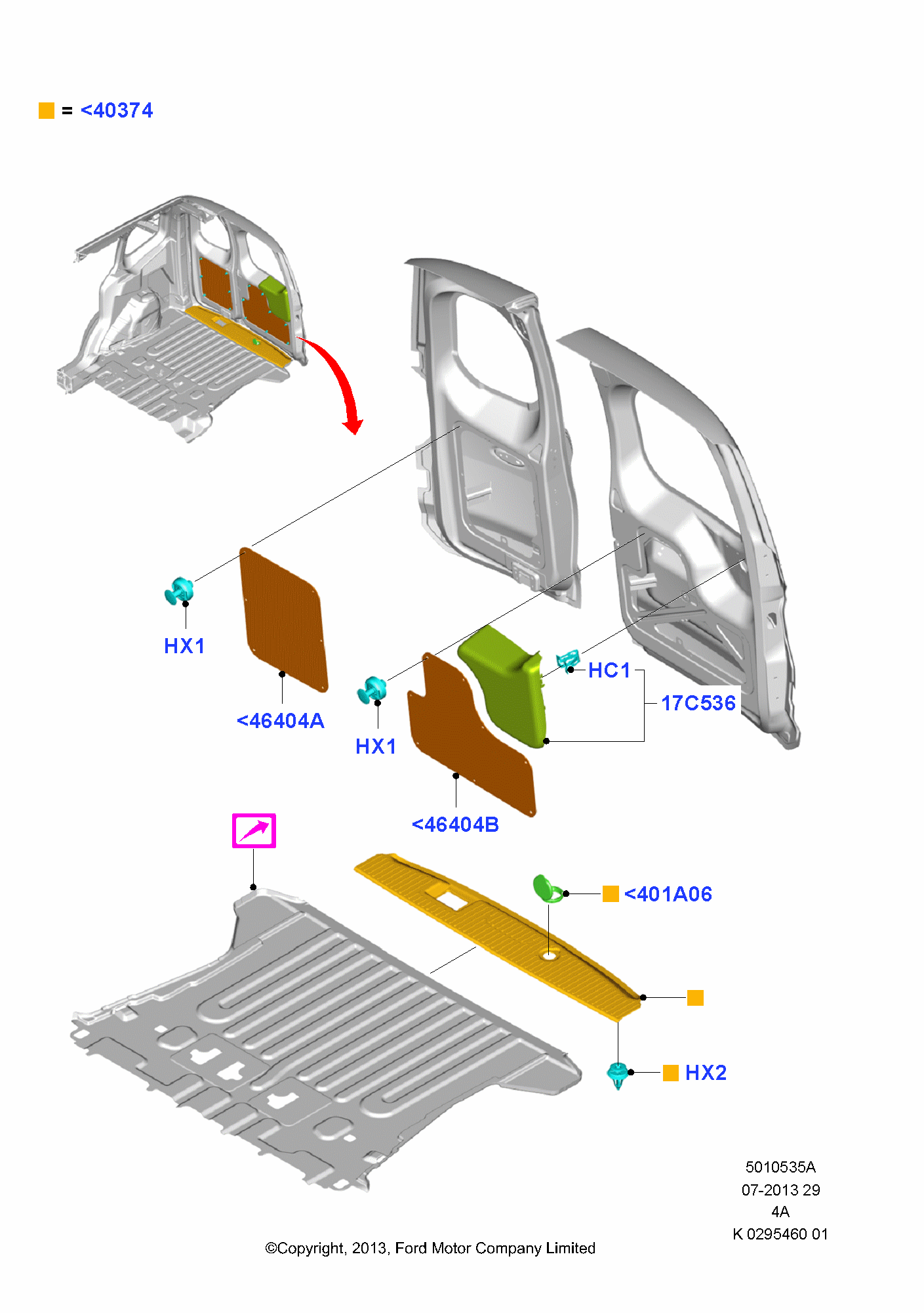 Ford Transit Connect 2nd Generation Load compartment trim parts 2012 ...