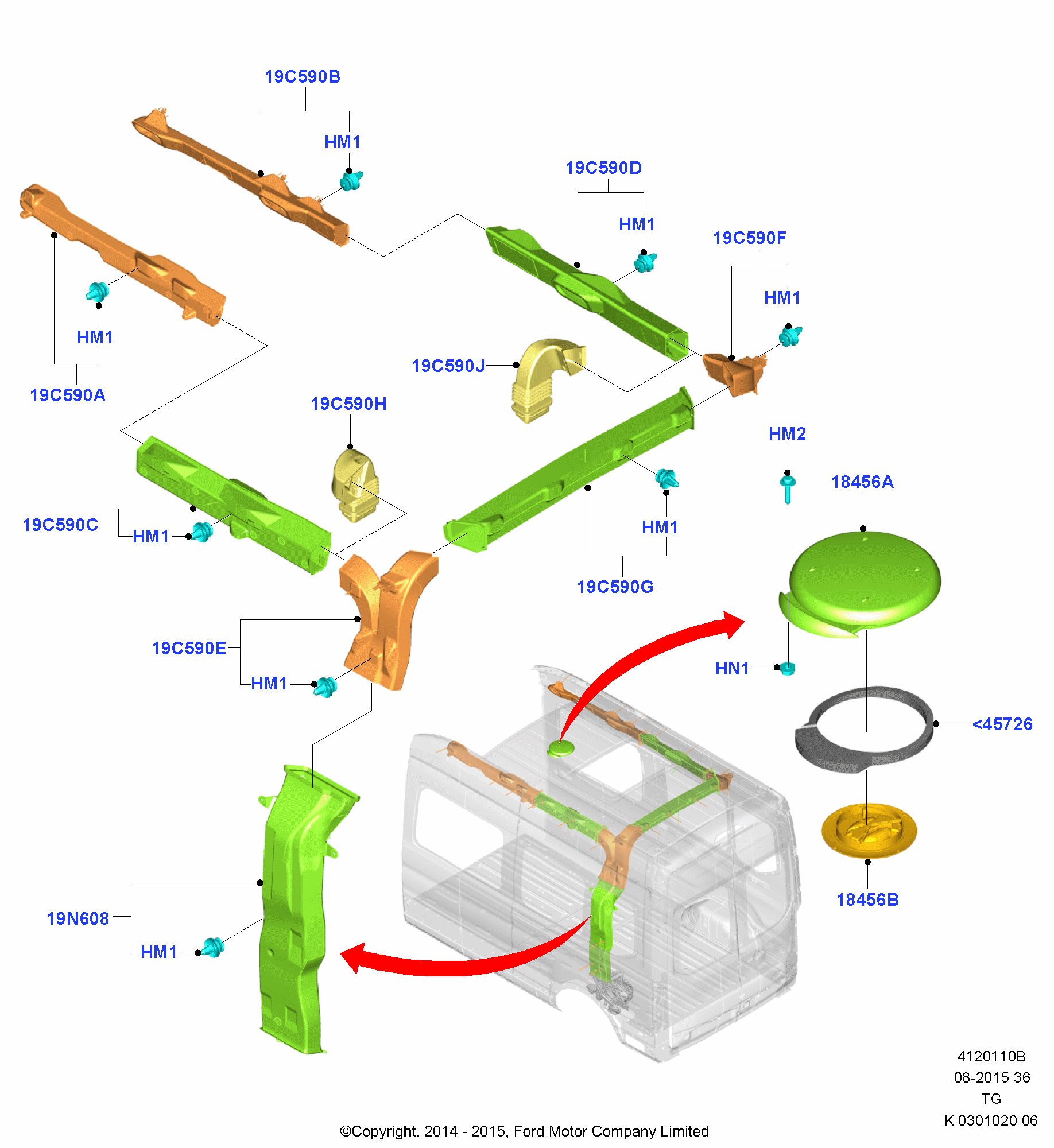 Air Vents, Ducts & Louvres - Rear FORD Transit 2014 - (TTG)