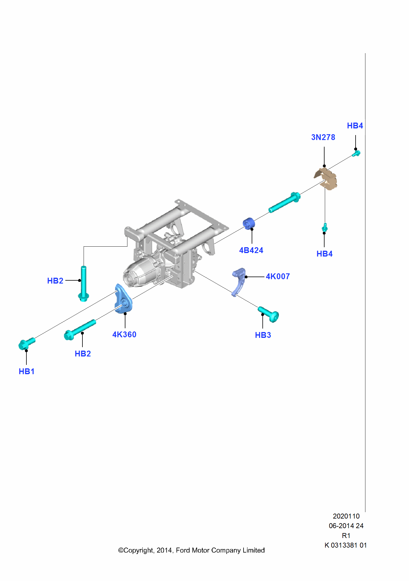 Ford EcoSport B515 Rear differential mounting parts 2013 - 2016 | EPC Global