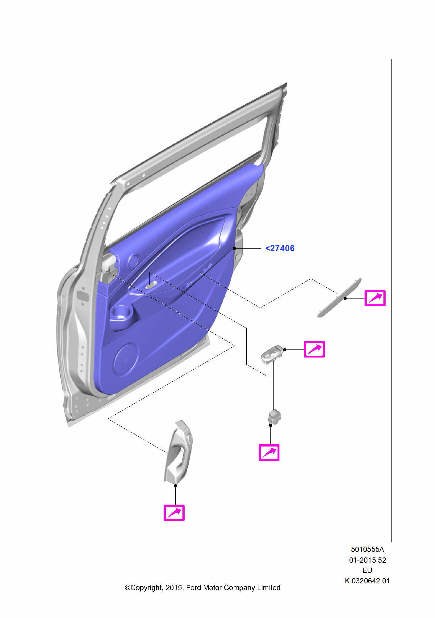Ford C-Max DXA Facelift Sliding door trim panels parts 2015 - 2016 ...