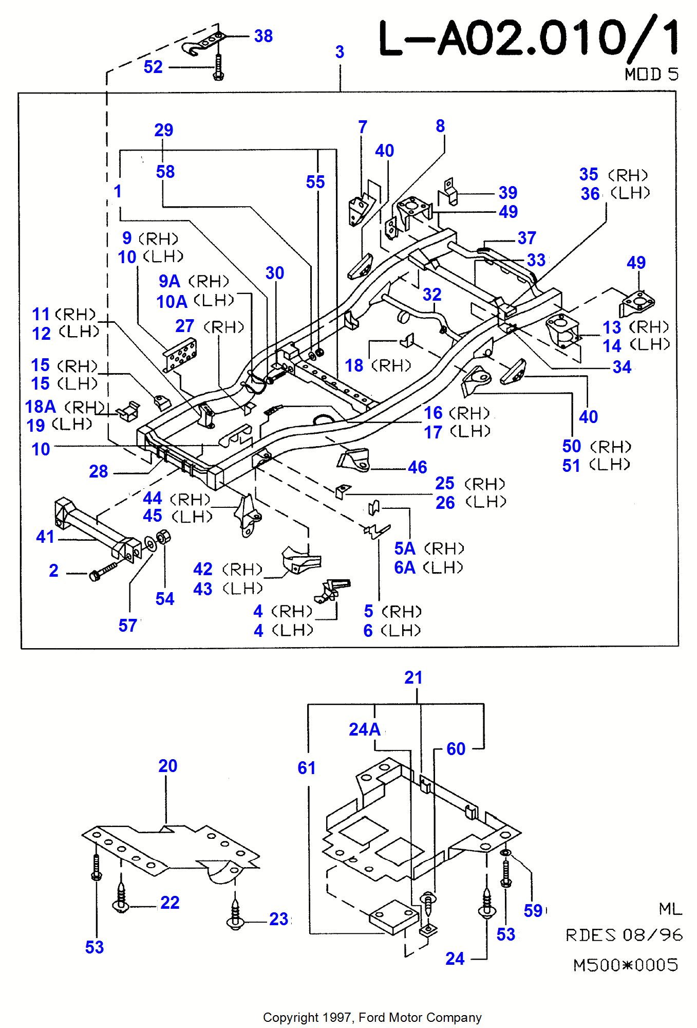 Chassis Frame FORD Maverick (LHD) 1993-1996 (ML)