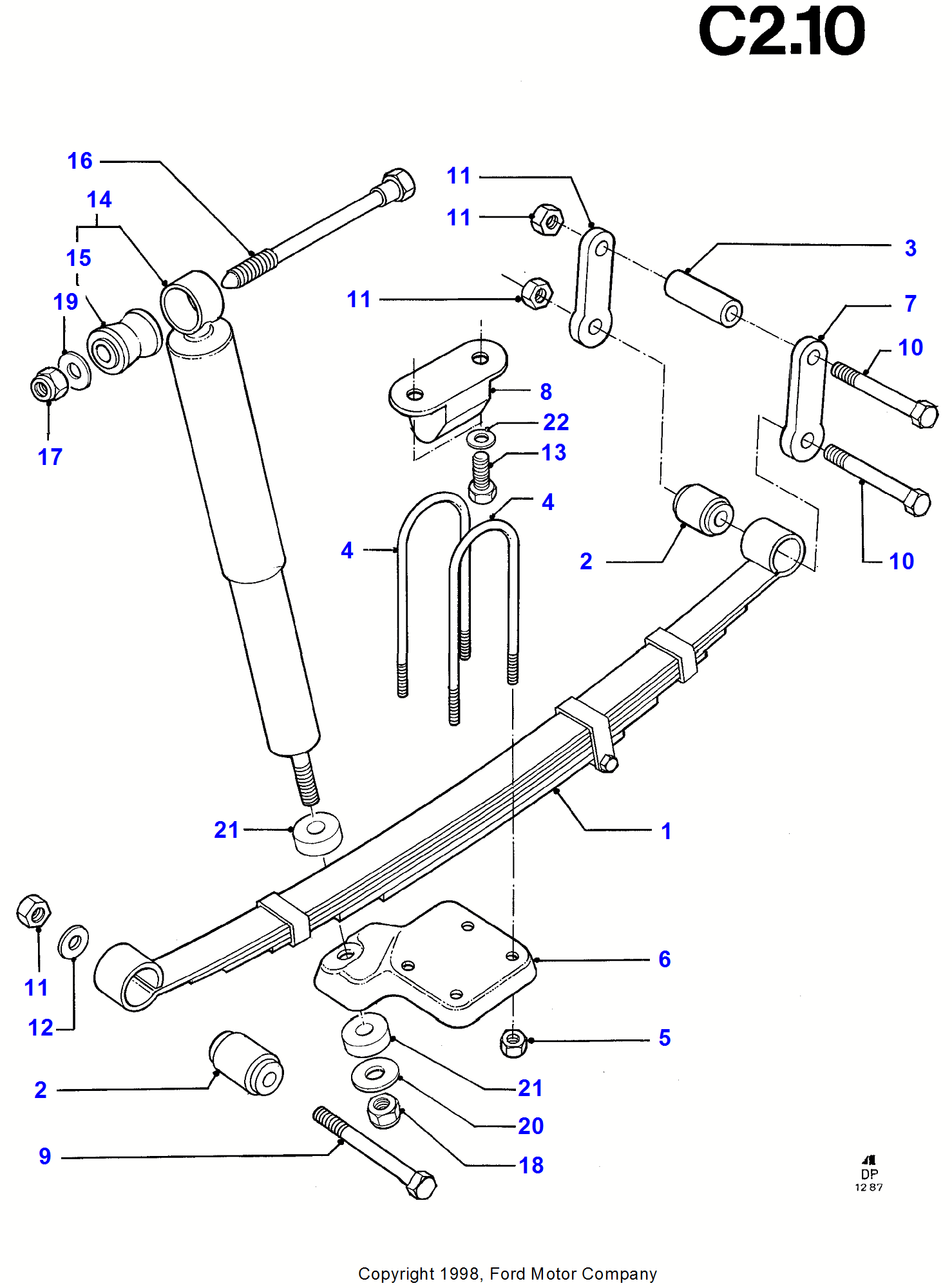Rear Springs And Shock Absorbers FORD P100 1987-1993 (DP)