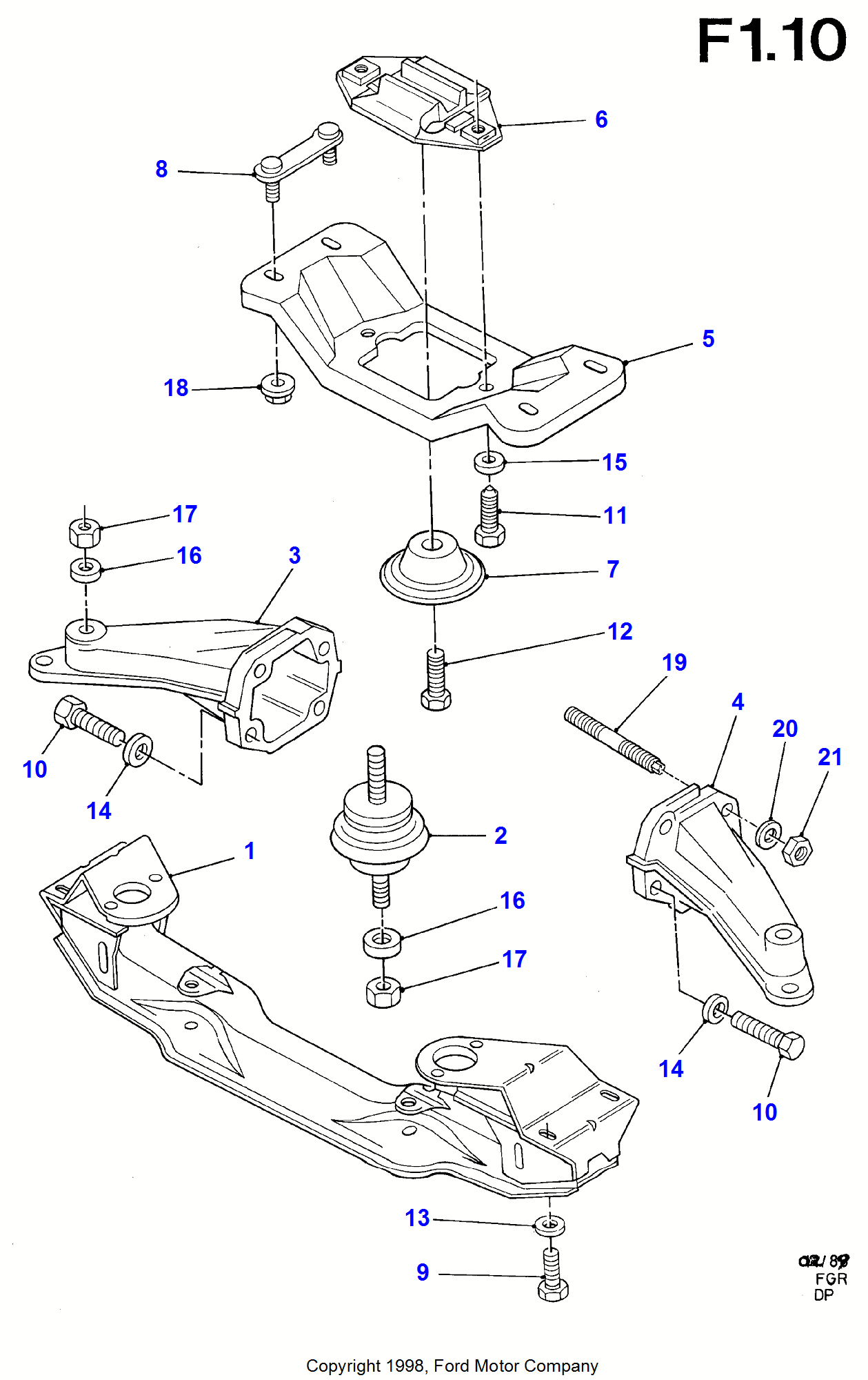 Ford P100 Engine and transmission suspension parts 1987 - 1993 | EPC Europe