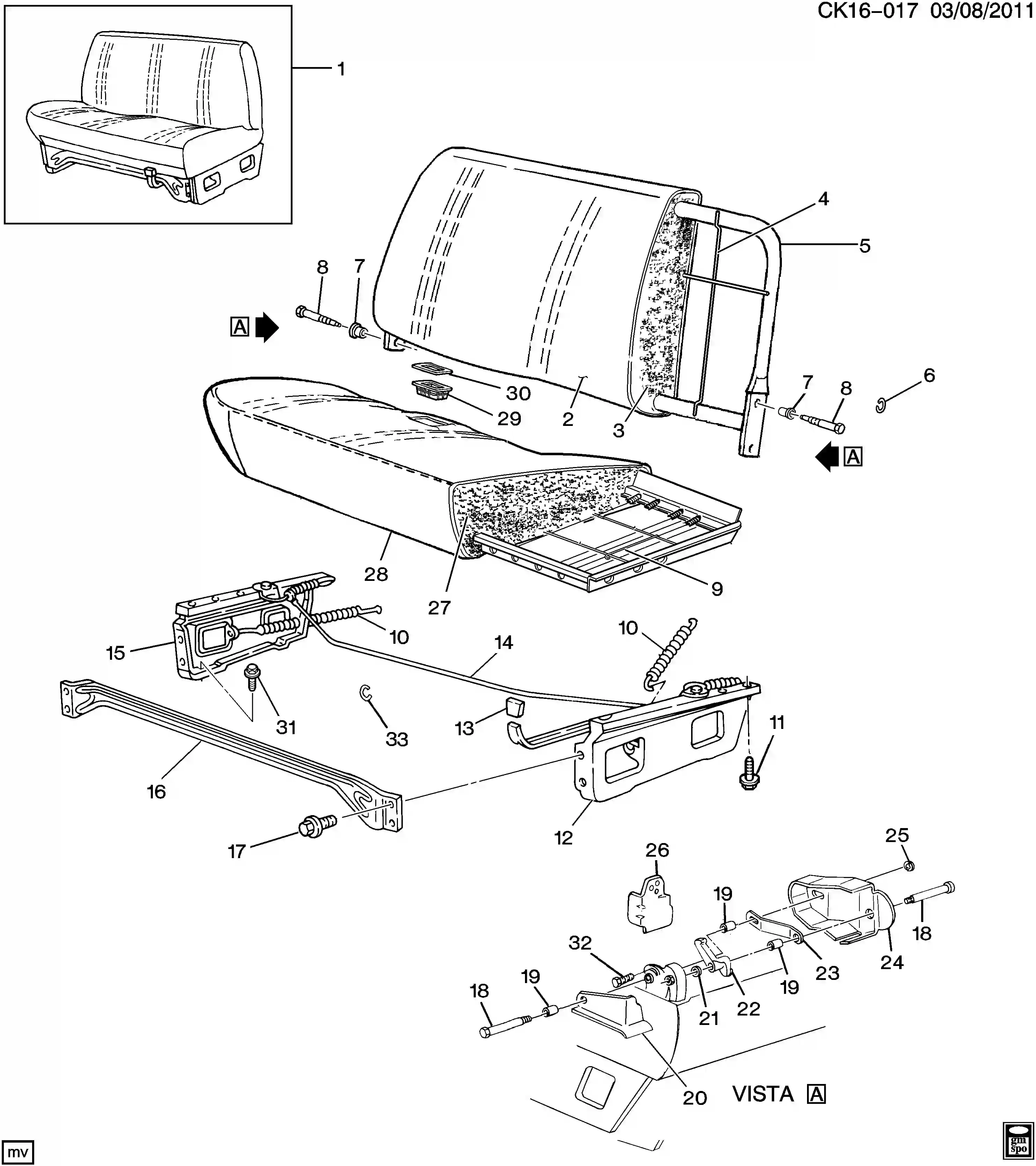 Chevrolet Silverado GMT800 Front seat/bench w/o headrest parts 1999 ...