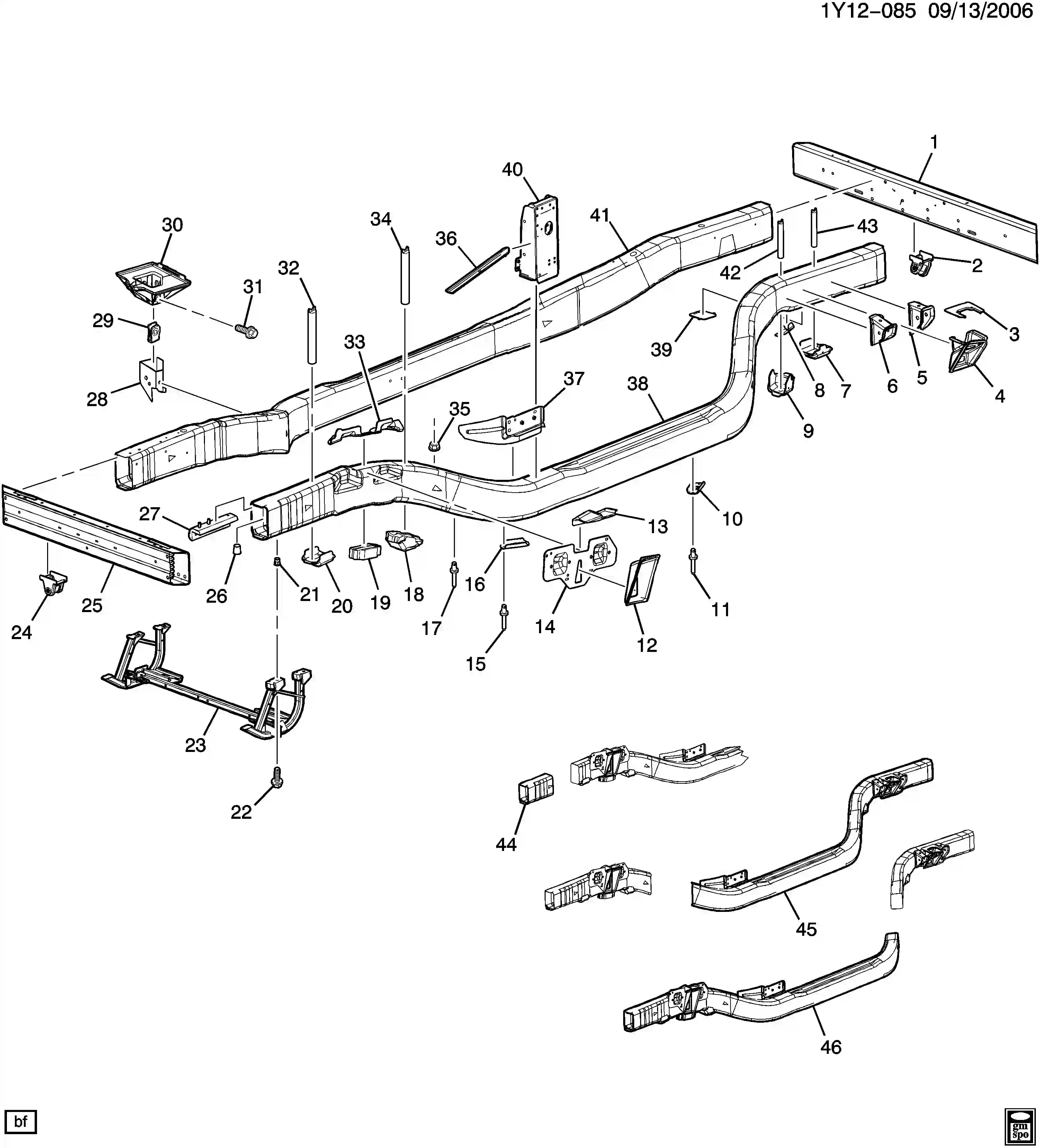Chevrolet Corvette C6 Sheet metal/body part 1 side rails & bumper bars ...
