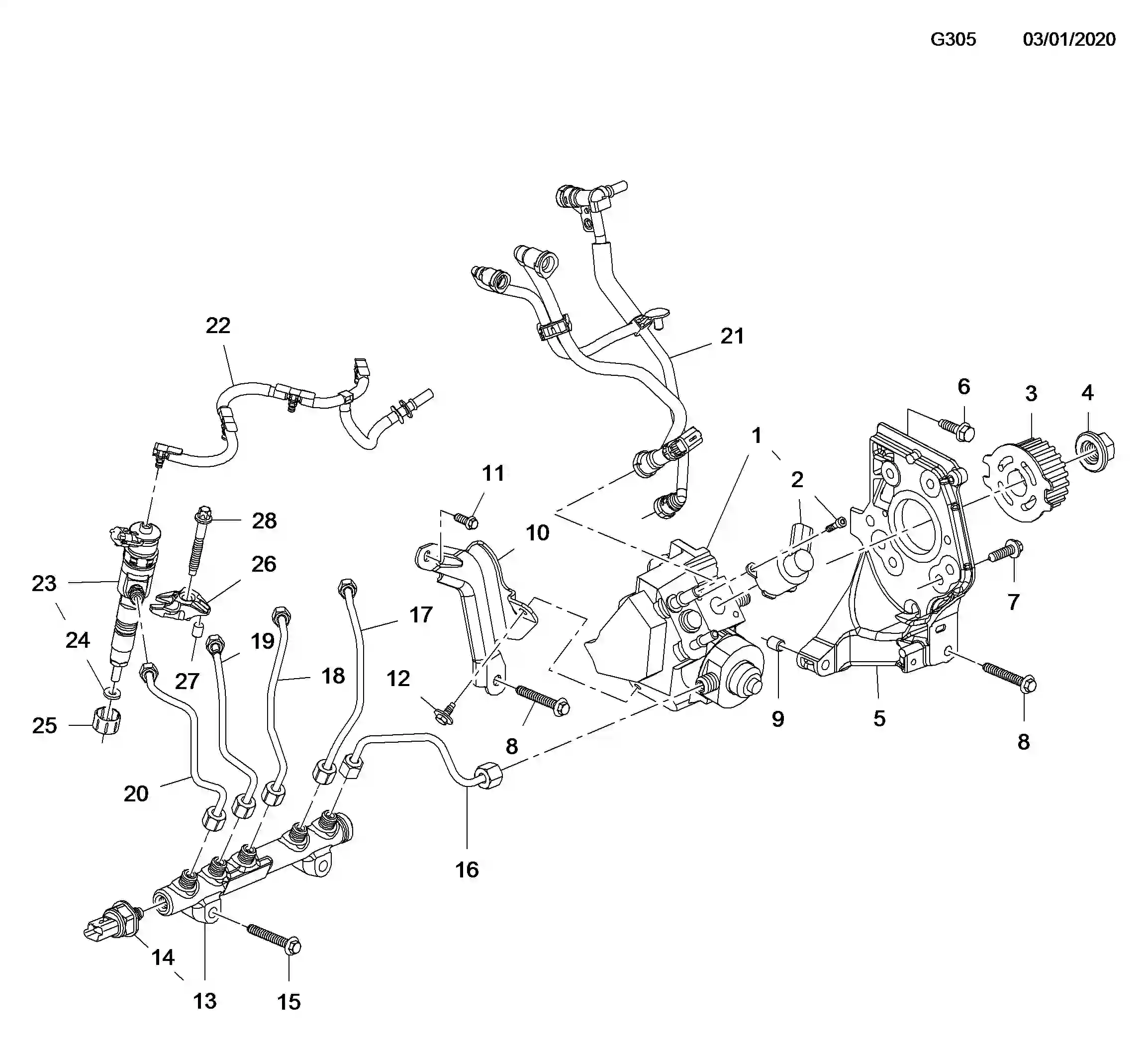 Opel Crossland X Fuel injection pump parts 2017 - 2021 | EPC5 Global