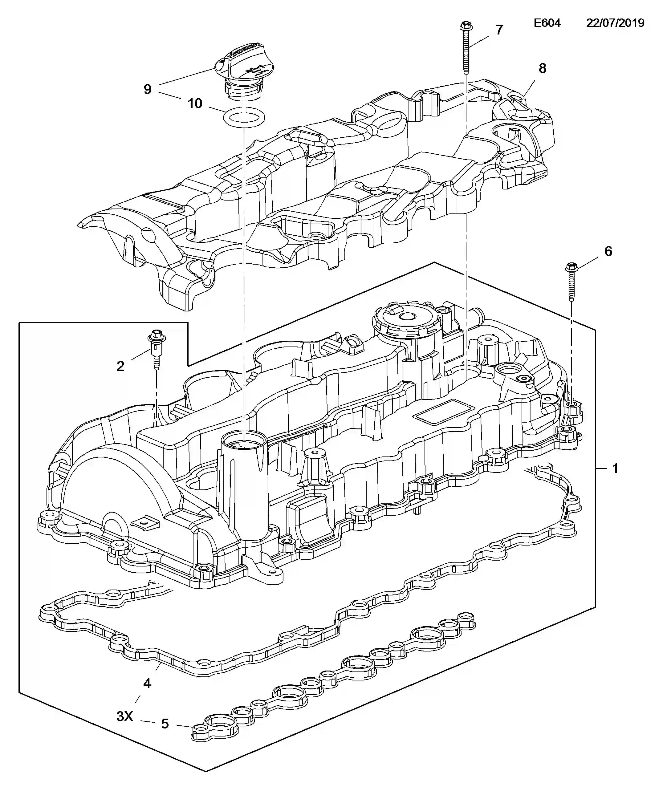 Opel Insignia B Camshaft cover and gasket parts 2018 - 2021 | EPC5 Global
