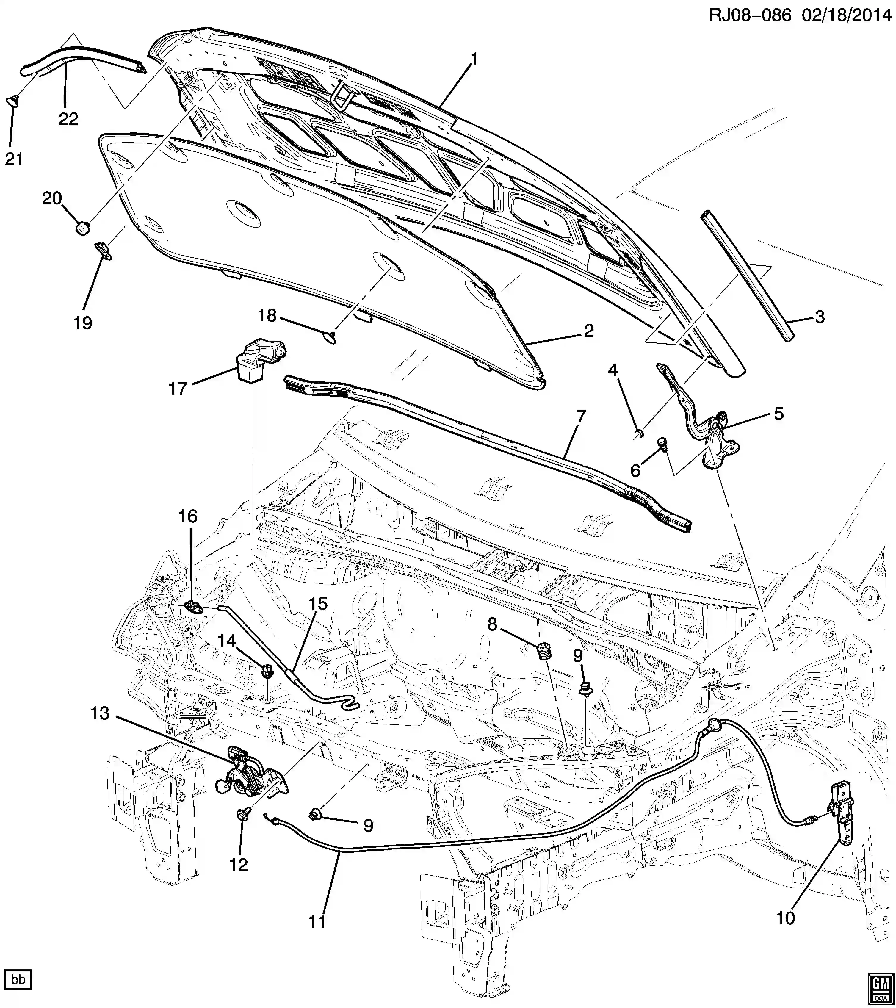 Chevrolet Sonic T300 Hood 部品 2012 - 2020 | EPC ヨーロッパ