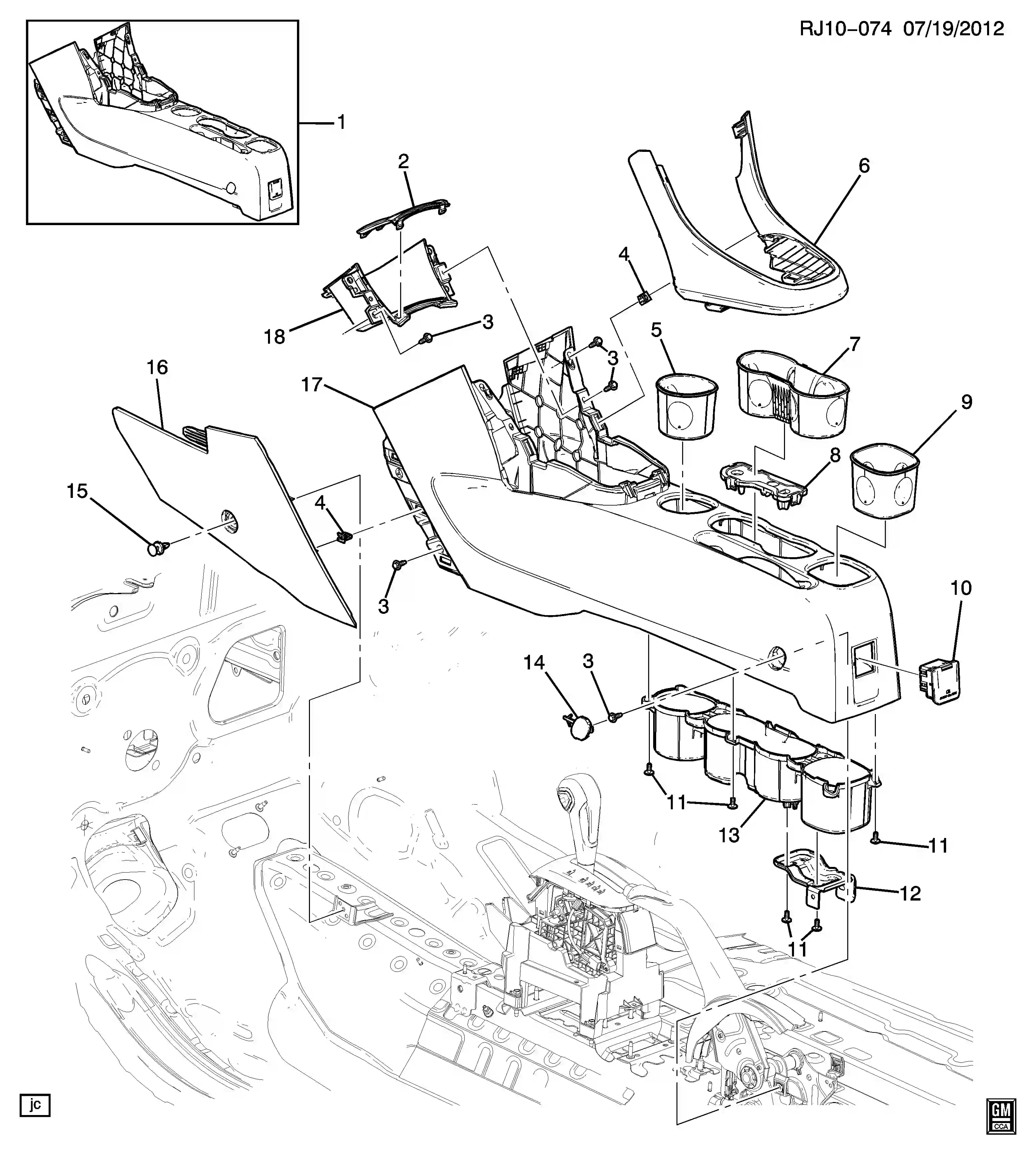 Chevrolet Tracker 3rd Generation Floor console parts 2013 - 2022 | EPC ...