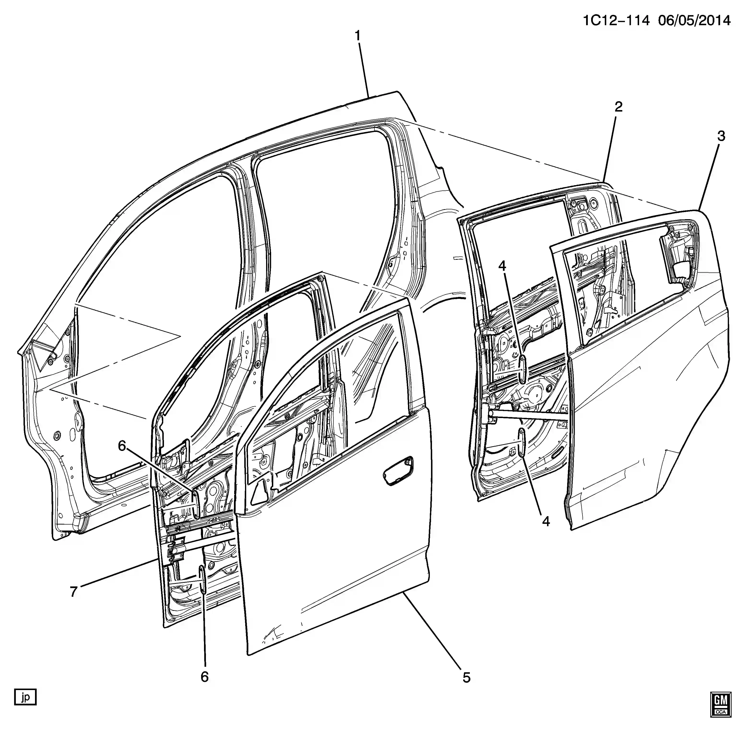 Buy Chevrolet Spark M400 Sheet metal/body part 6 side frame & doors ...