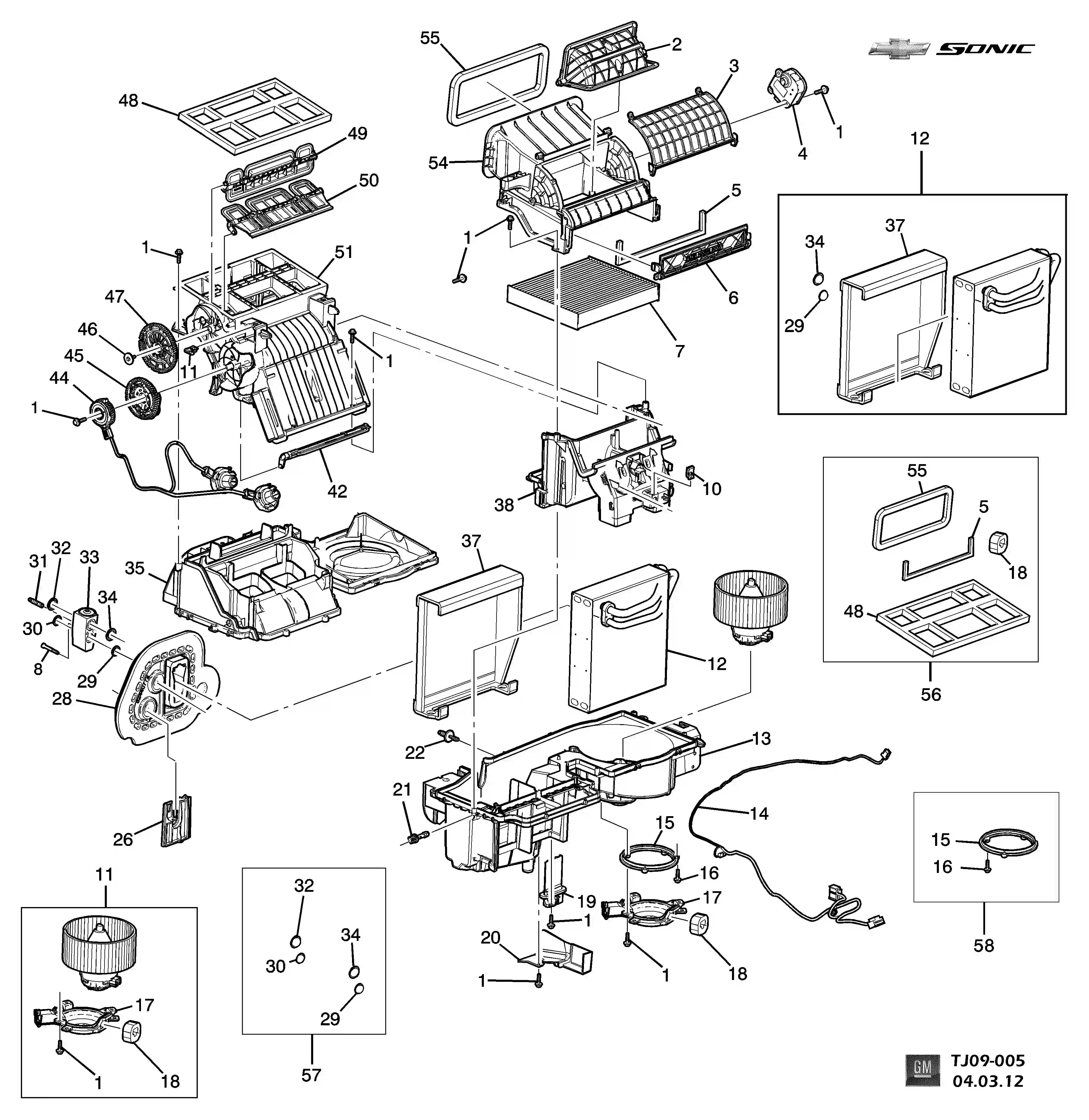 Chevrolet Sonic T300 A/c & heater module asm (lhd) 部品 2012 - 2020 | EPC ...