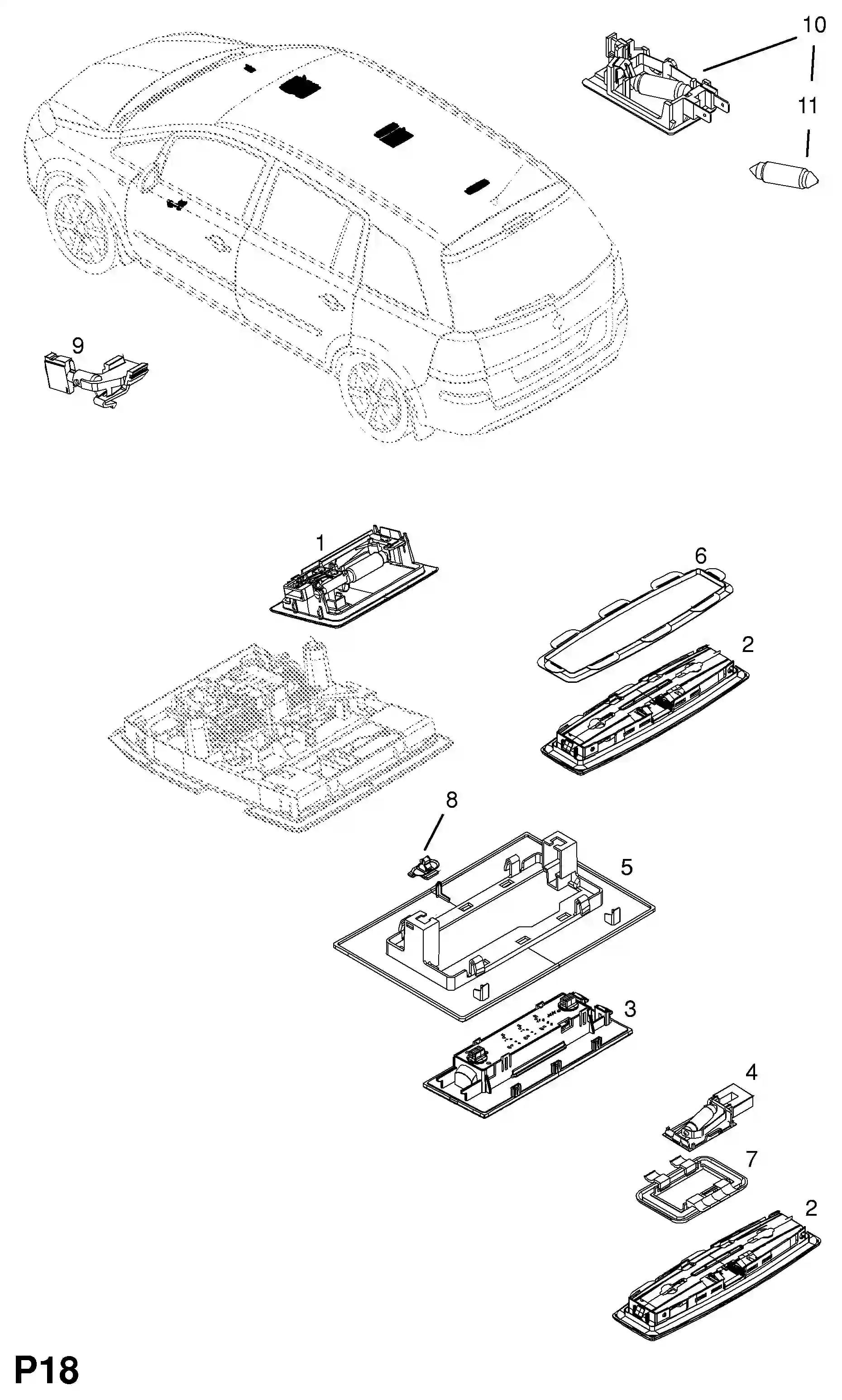 Buy Opel Zafira B Instrument panel box lamp and fittings parts online ...