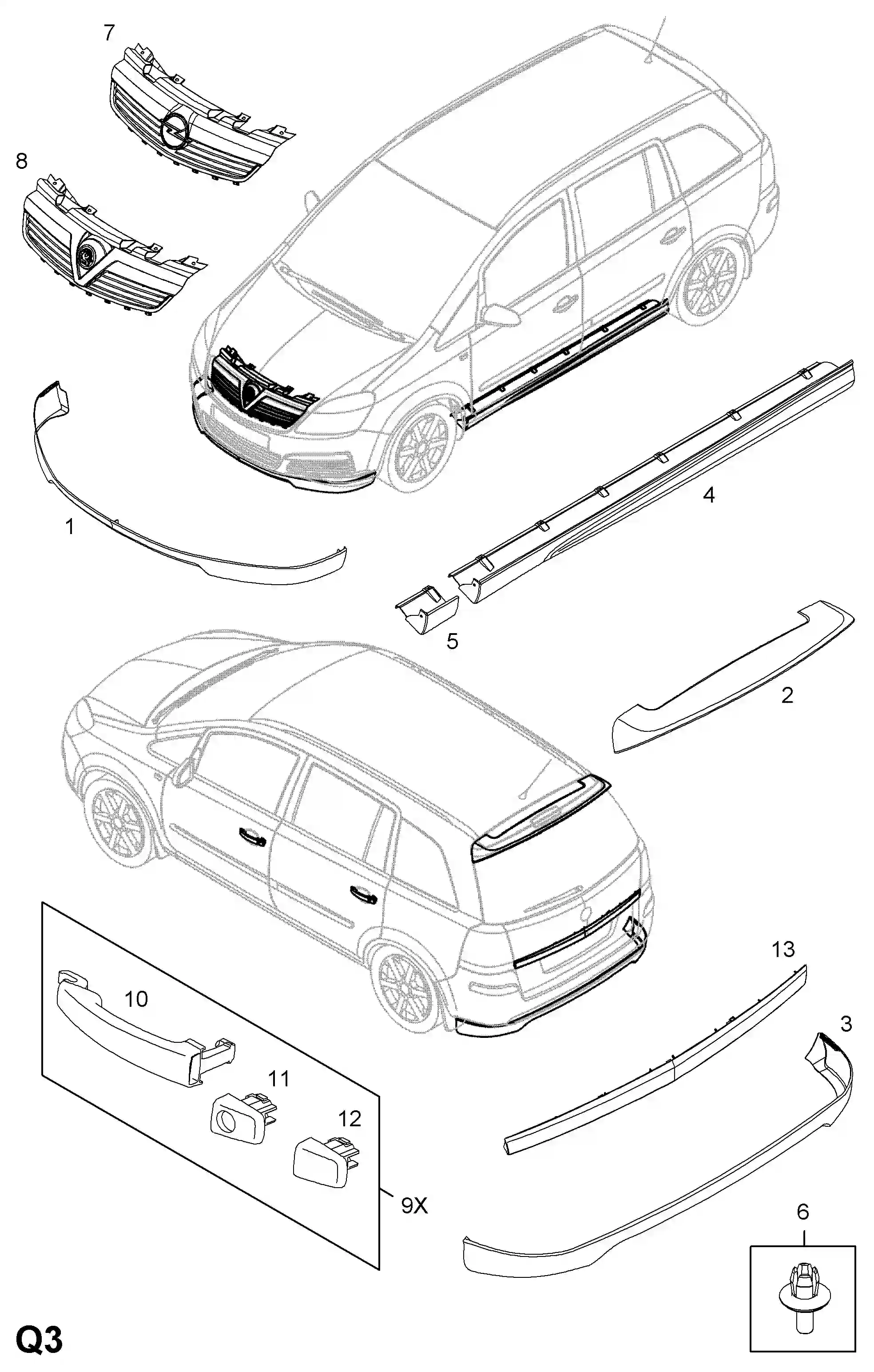 Vauxhall Zafira B Rear spoiler parts 2005 - 2015 | EPC Global