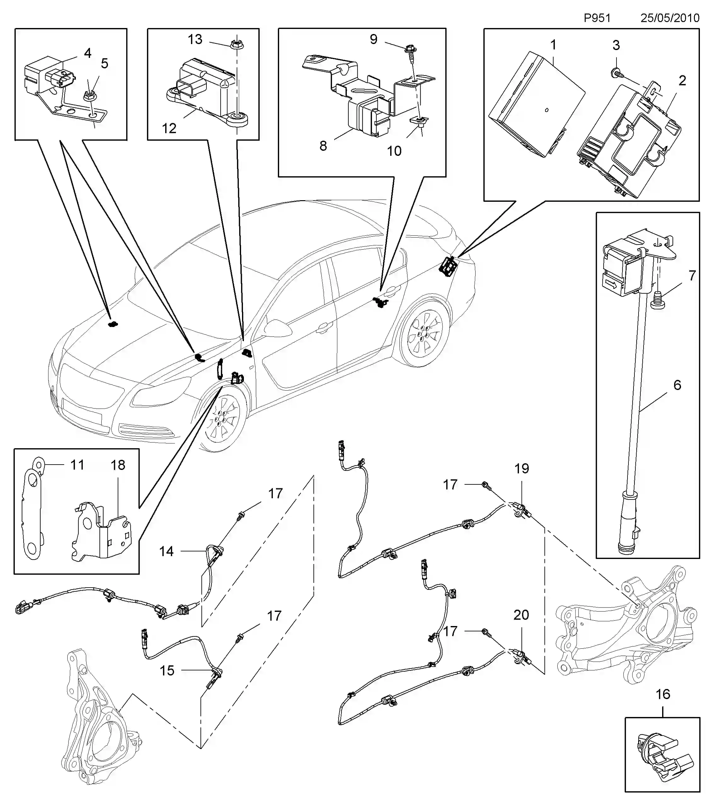 Opel Insignia A Chassis control / axle speed sensor (rear axle) (for ...