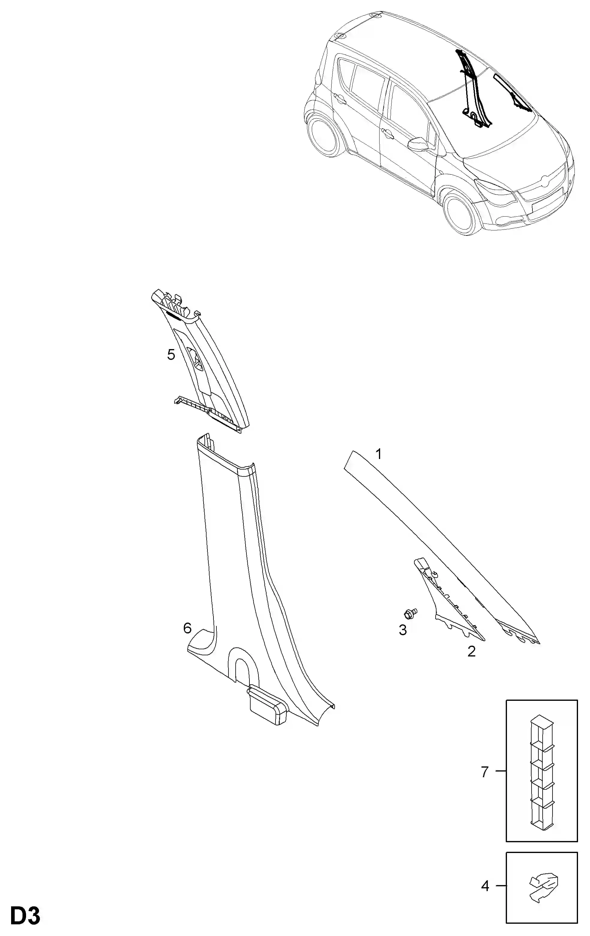 Opel Agila B Front pillar trim parts 2008 - 2015 | undefined Europe