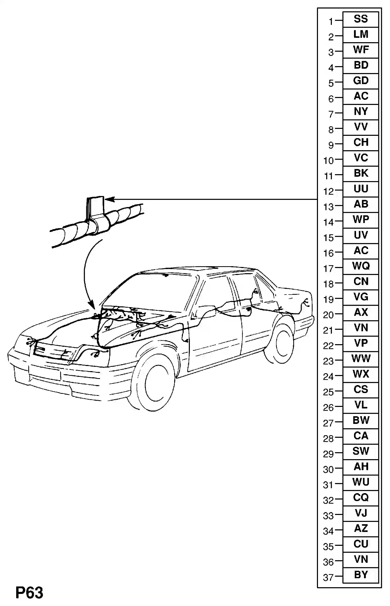 Opel Ascona C Main wiring harness (contd.) / saloon (81, 86, 87, 88 ...