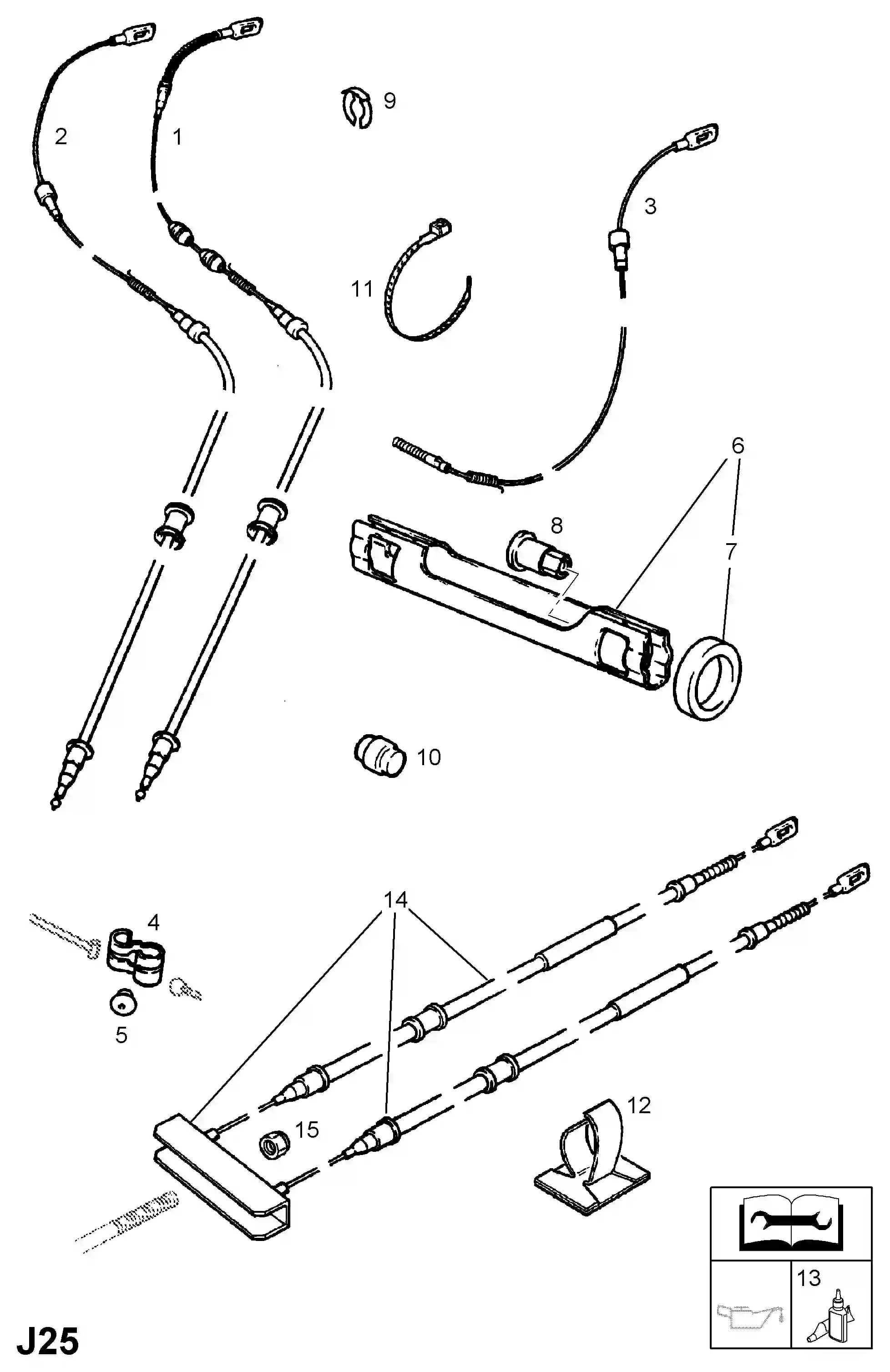 Opel Vectra A Handbrake cable / for 2000, gsi, turbo, 4wd parts 1989 ...