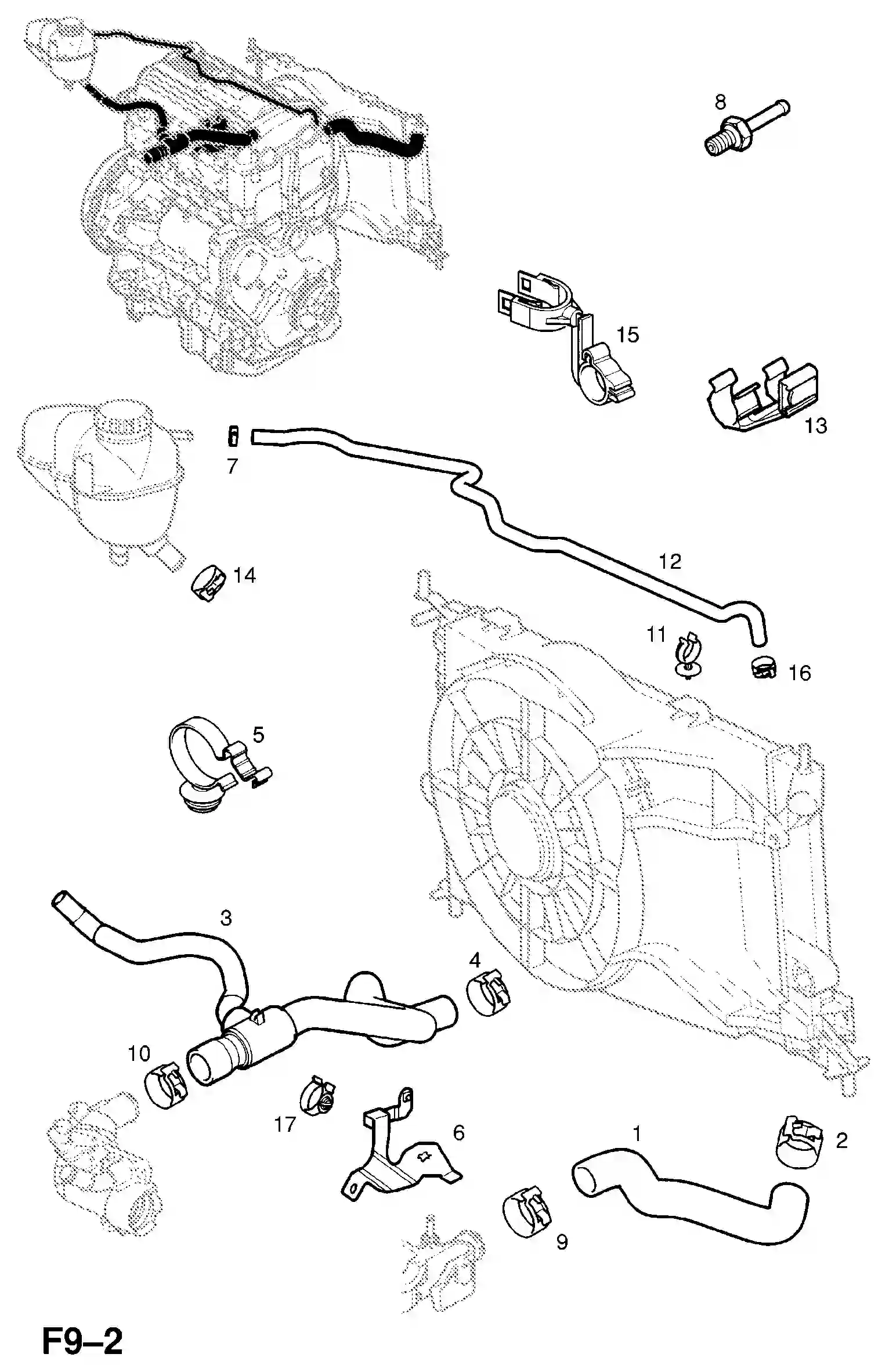 Opel Vectra B Hoses and pipes (contd.) / z22se[l61] engine parts 1996 ...