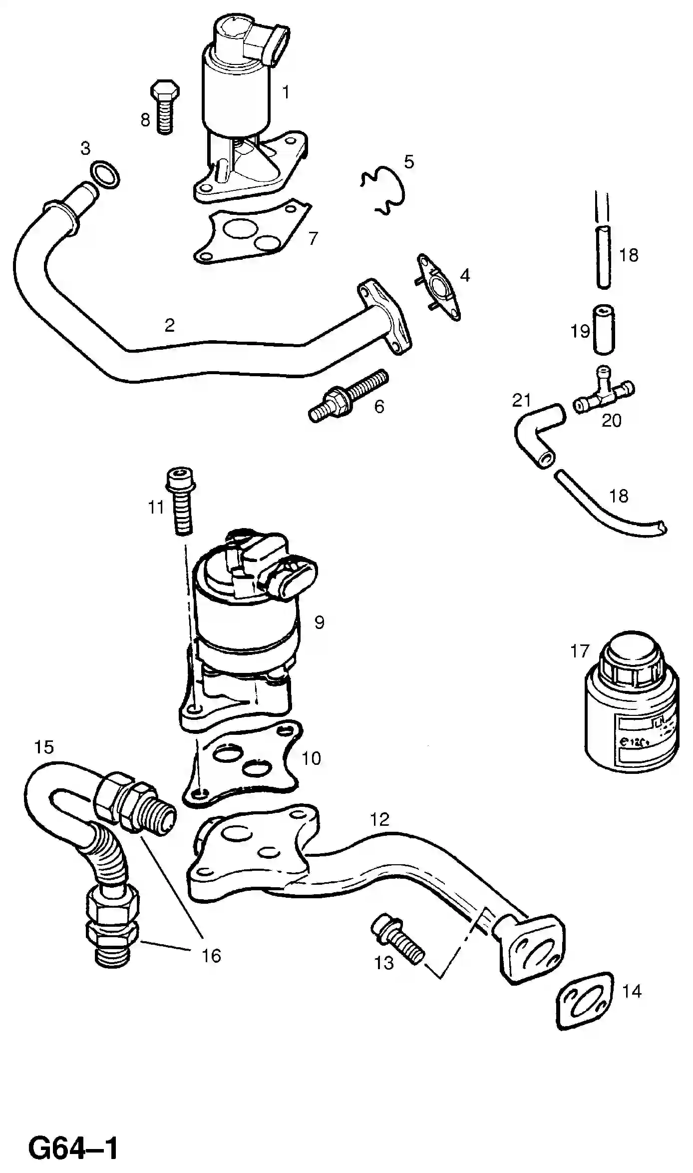 Opel Vectra B Exhaust gas recirculation (contd.) / x25xe[l80] engine ...