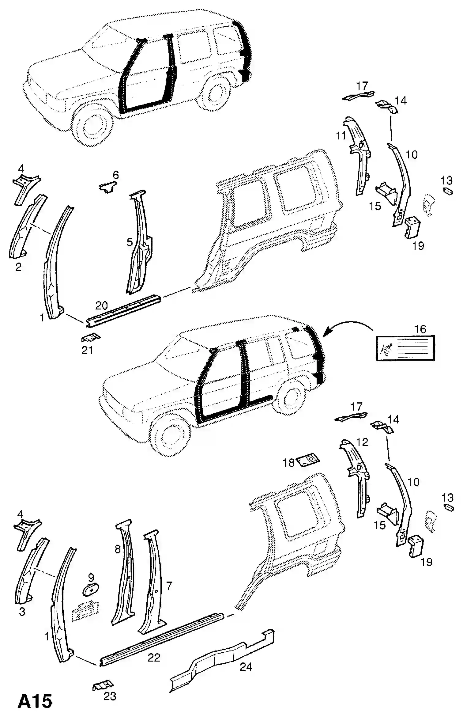 Opel Monterey B Front pillar inner reinforcement parts 1998 - 2000 ...