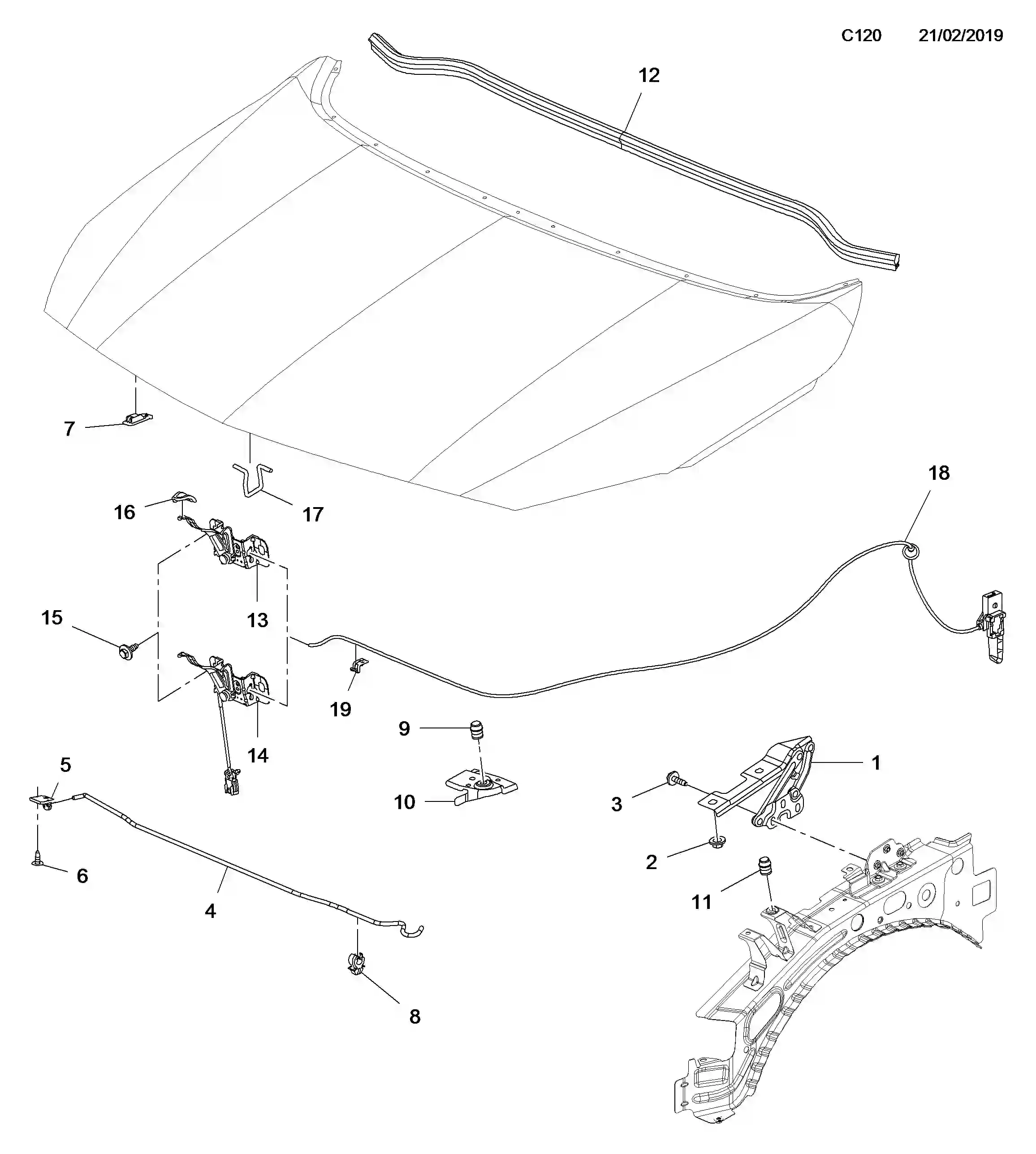 Opel Astra J Bonnet bumpers and seals parts 2010 - 2021 | EPC Global