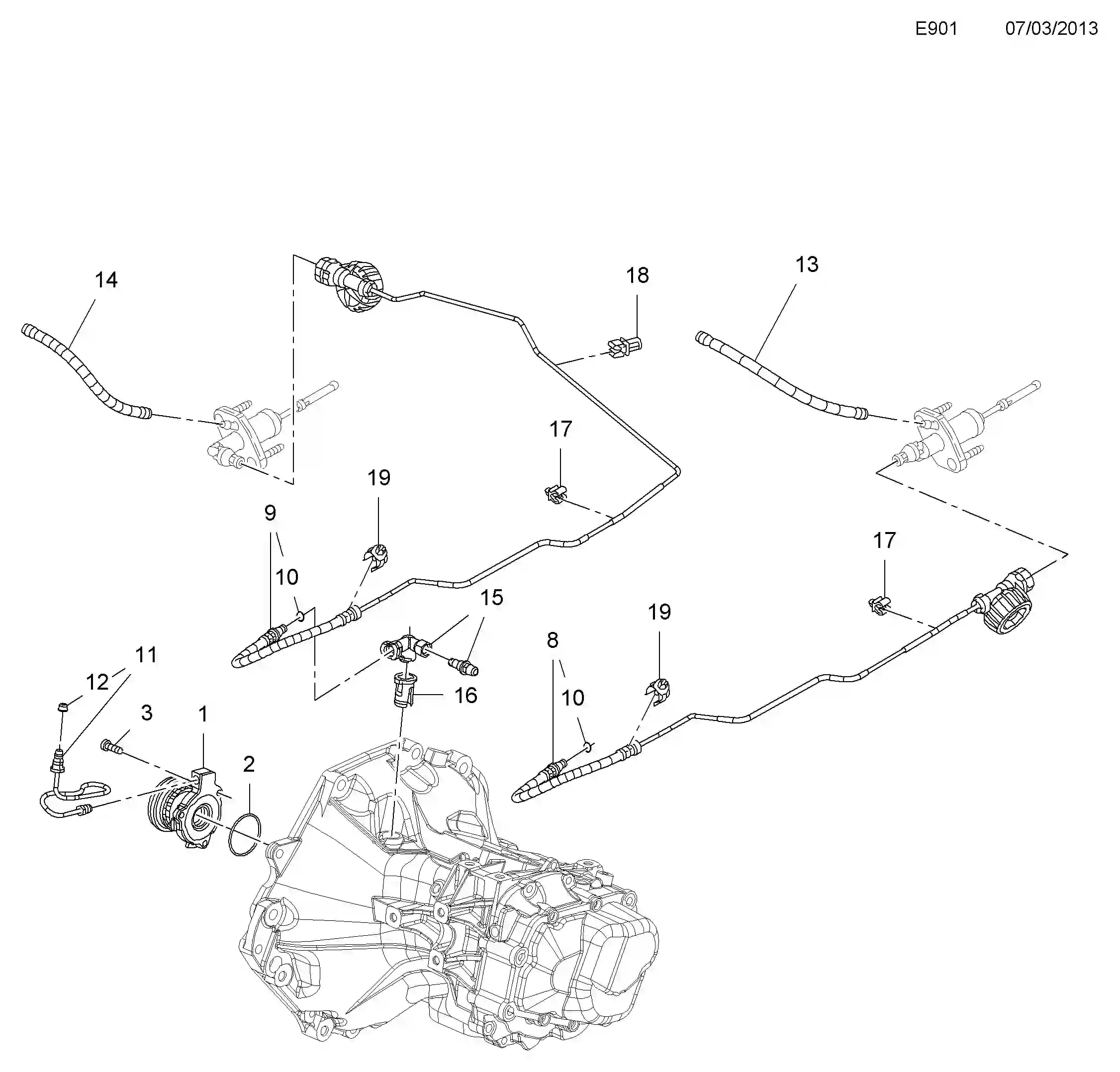 Opel Astra J Clutch slave cylinder / used with f17 manual transmission ...
