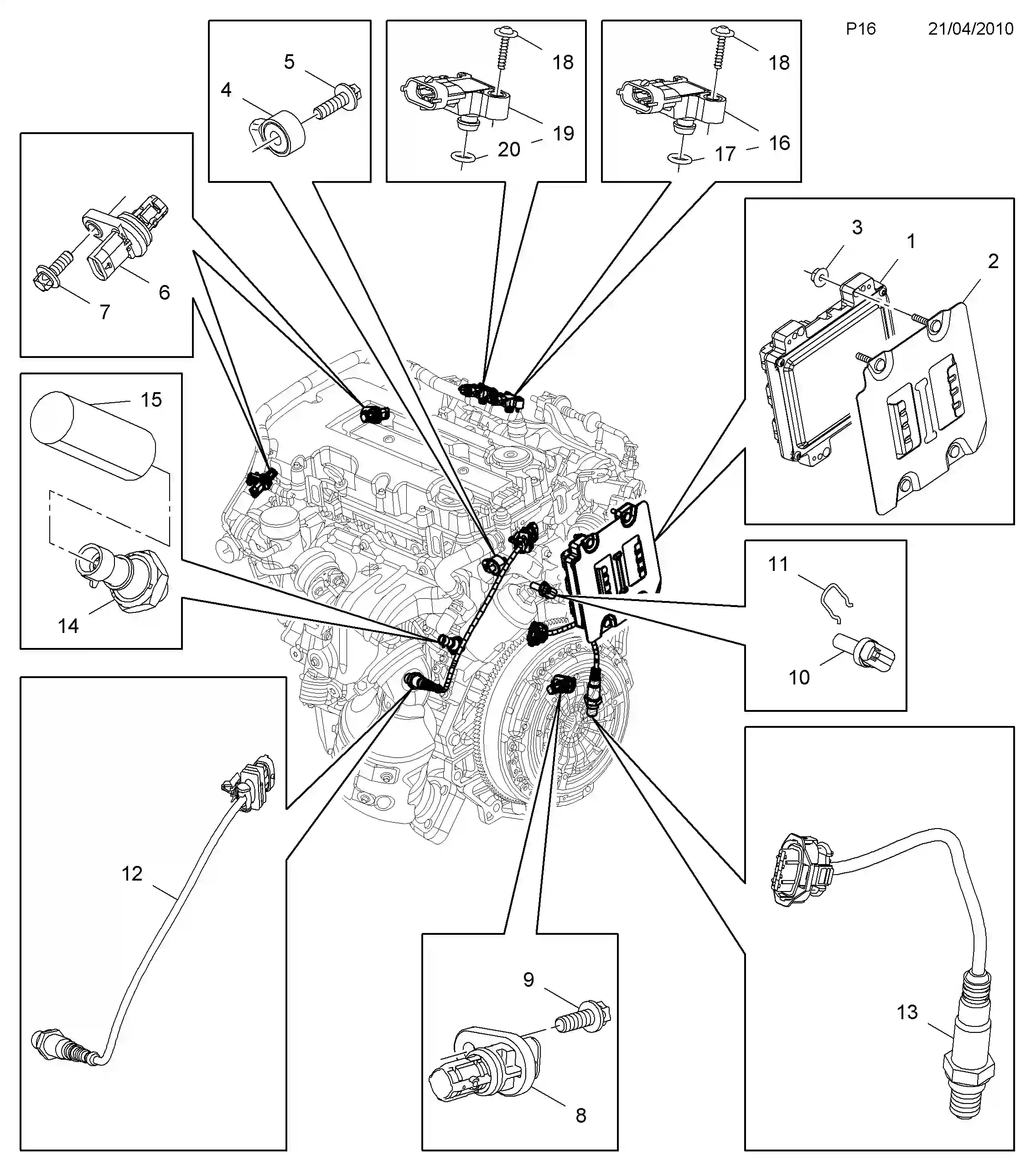 Opel Astra J Powertrain sensors and engine control module / a14nel[luj ...