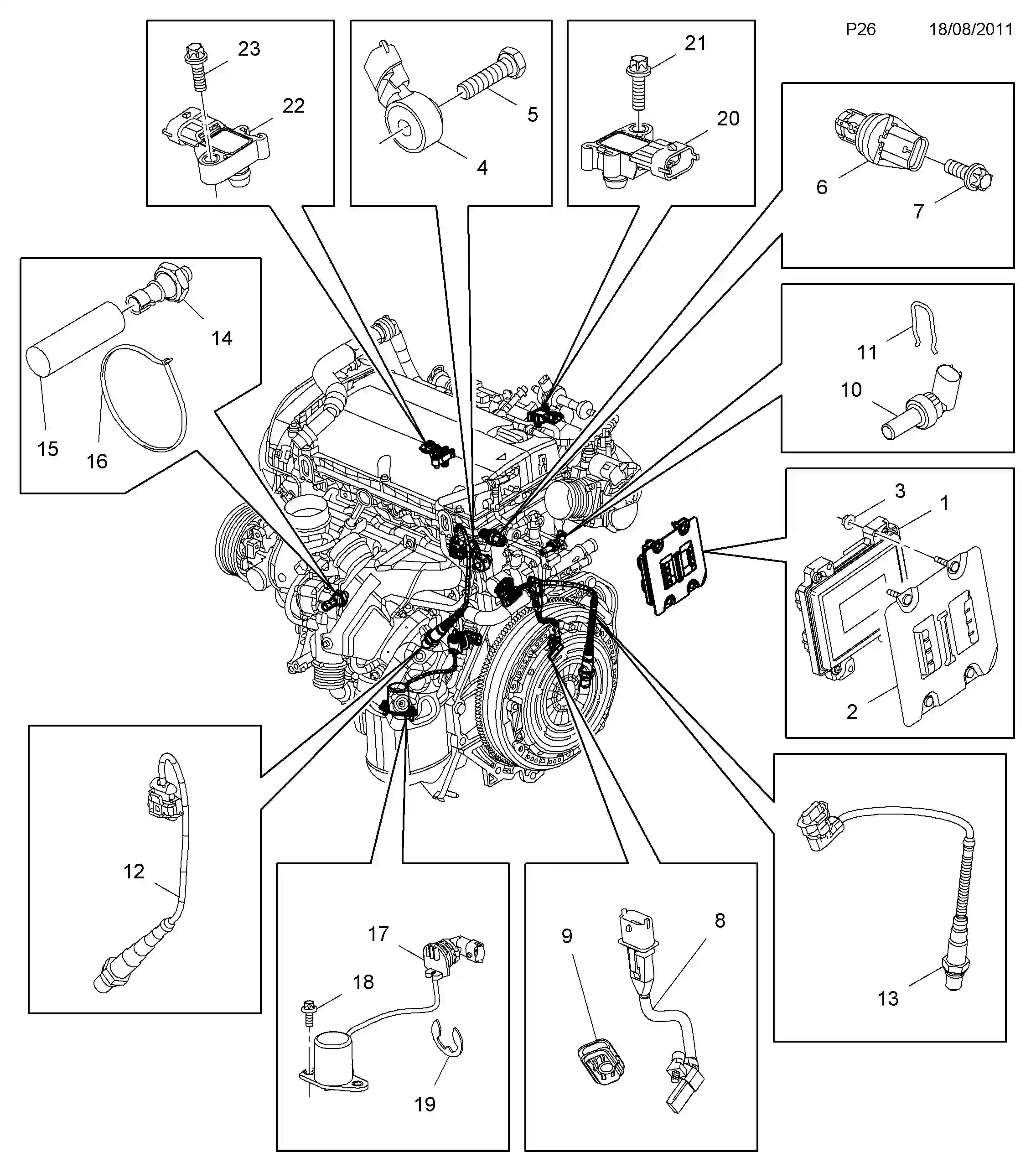 Opel Astra J Powertrain sensors and engine control module / a16let[llu ...