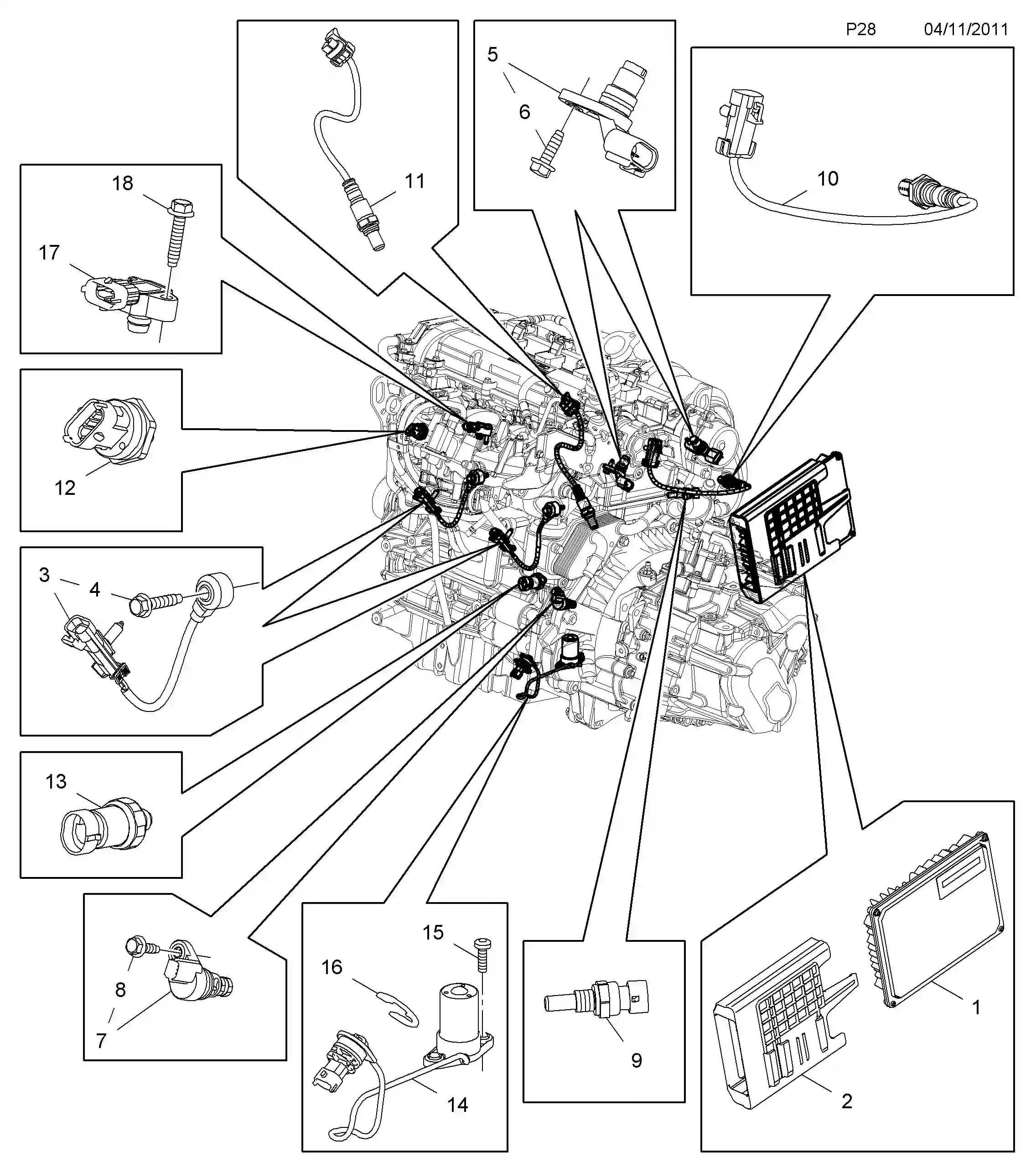 Opel Astra J Powertrain sensors and engine control module / a20nft[lhu ...