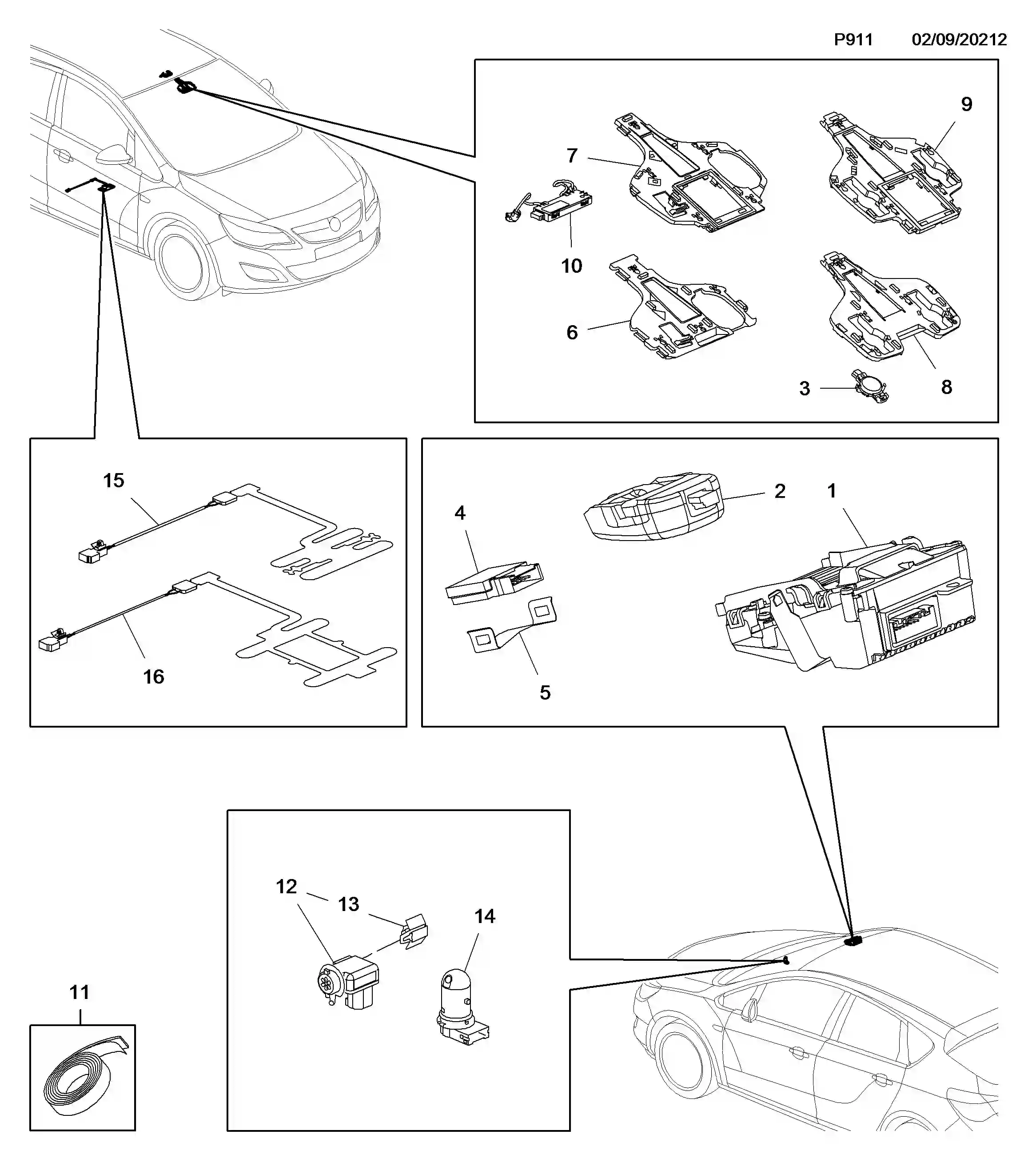 Opel Astra J Interior sensors / front seat parts 2010 - 2021 | EPC Global