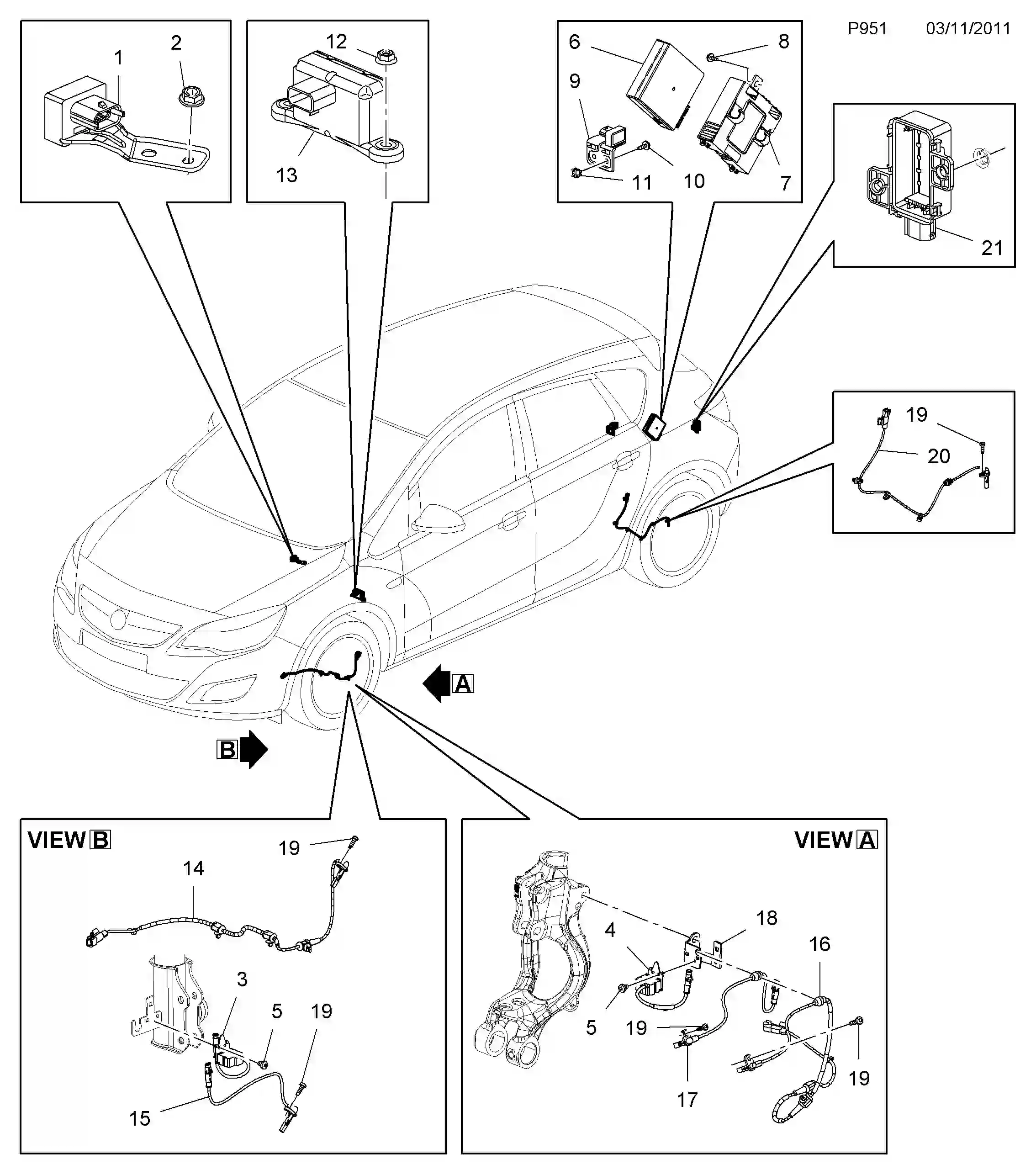 Vauxhall Astra J Chassis control / axle speed sensor (rear axle) parts ...
