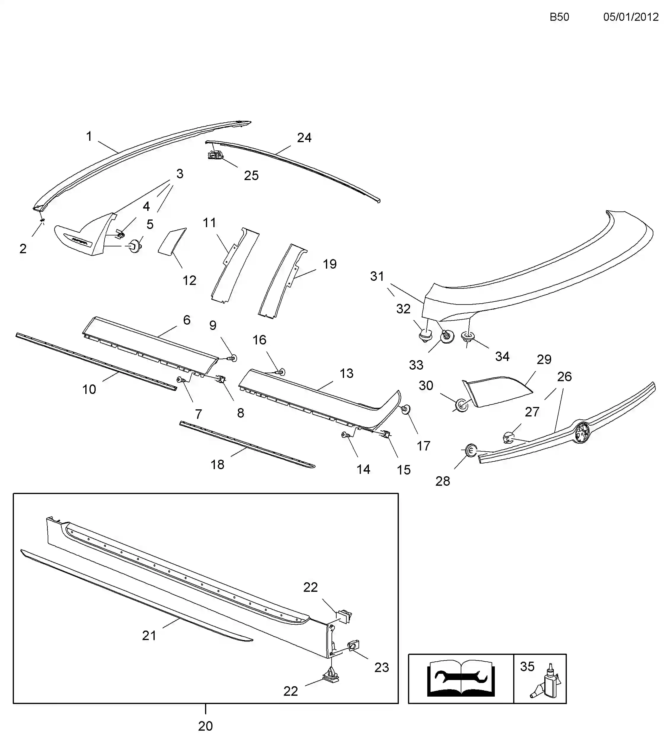 Vauxhall Ampera Roof gully cover parts 2012 - 2015 | EPC Global