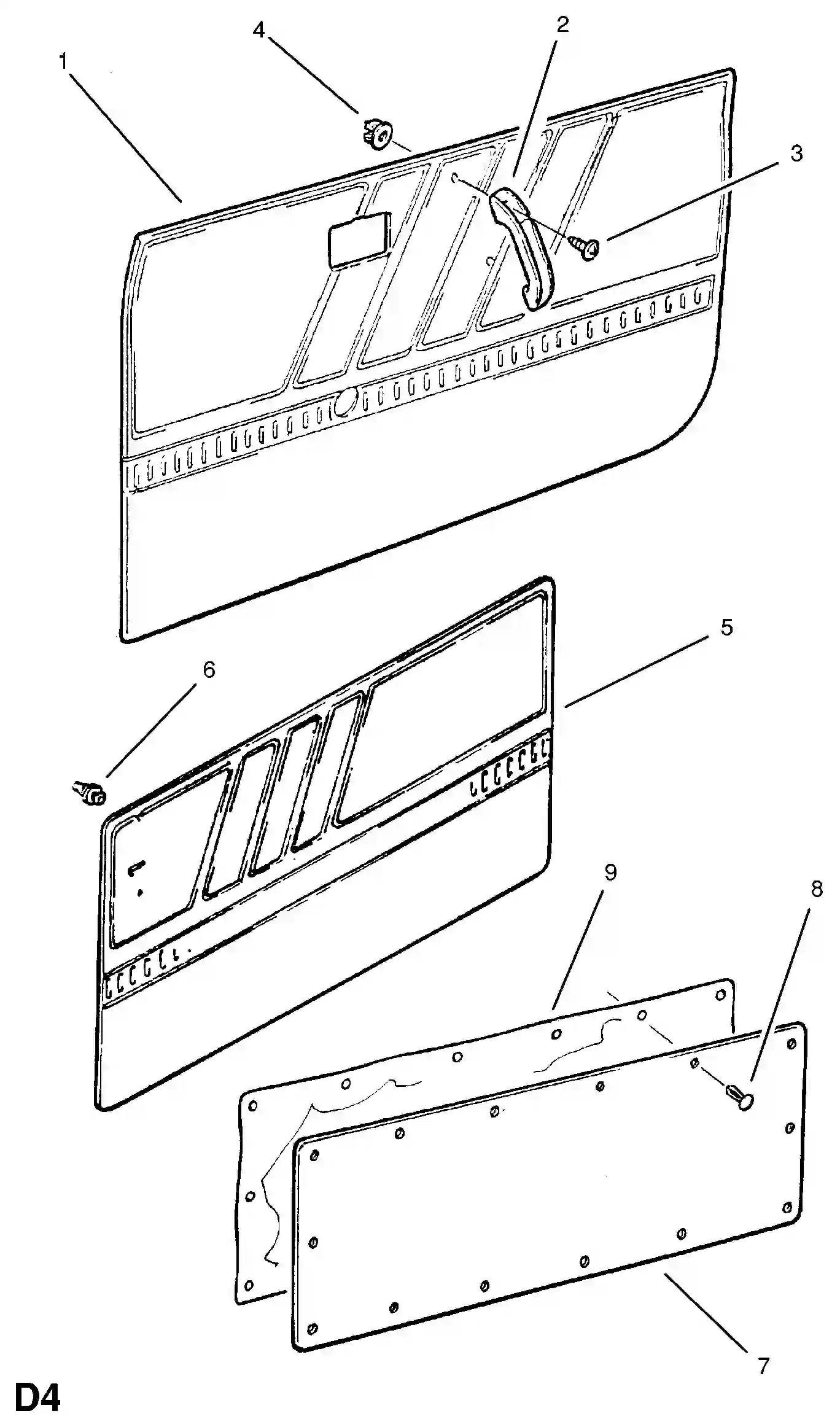 Opel Rascal Tail gate trim parts 1986 - 1993 | EPC5 Global