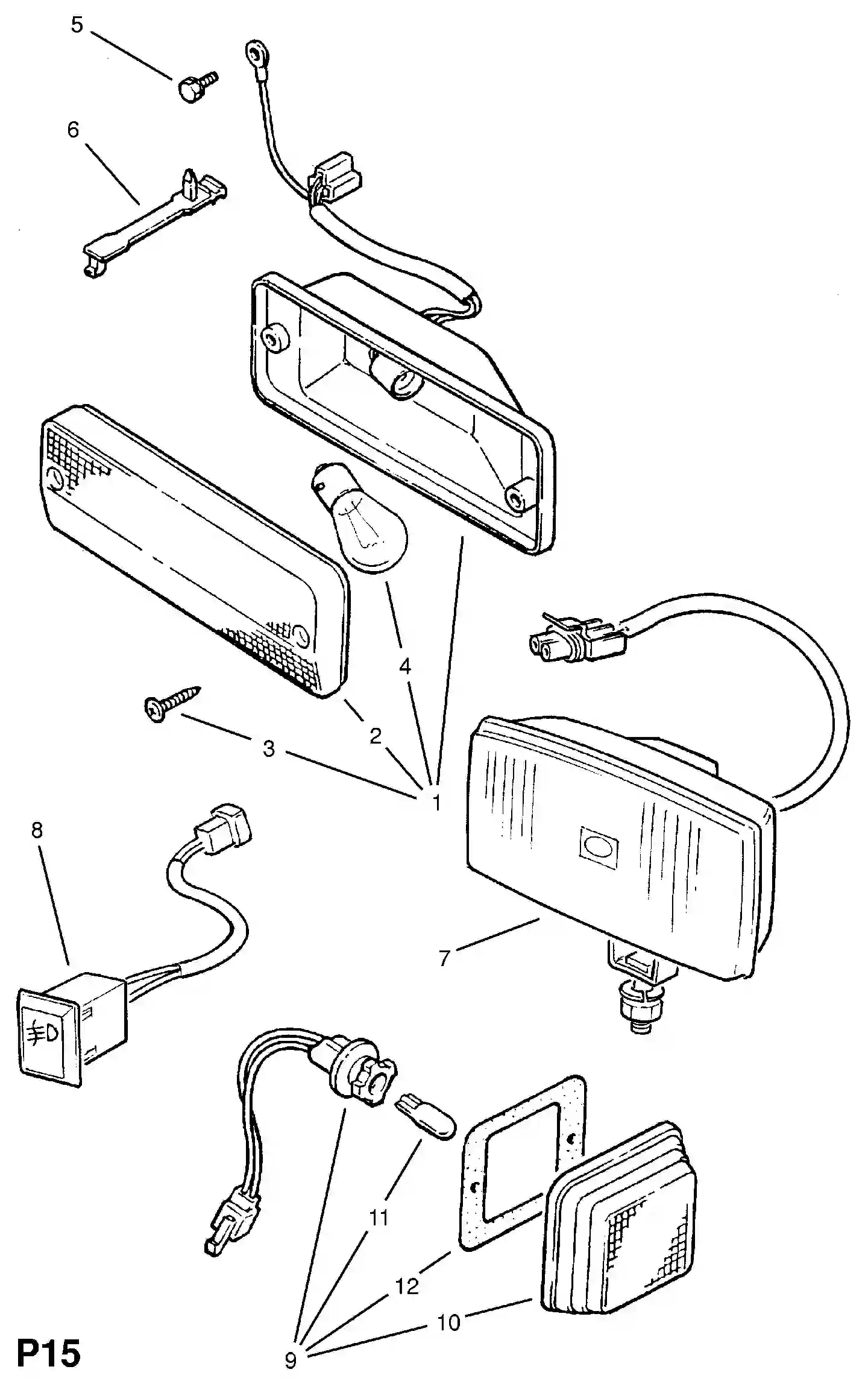 Opel Rascal Side repeater lamp and fixings parts 1986 - 1993 | EPC5 Global