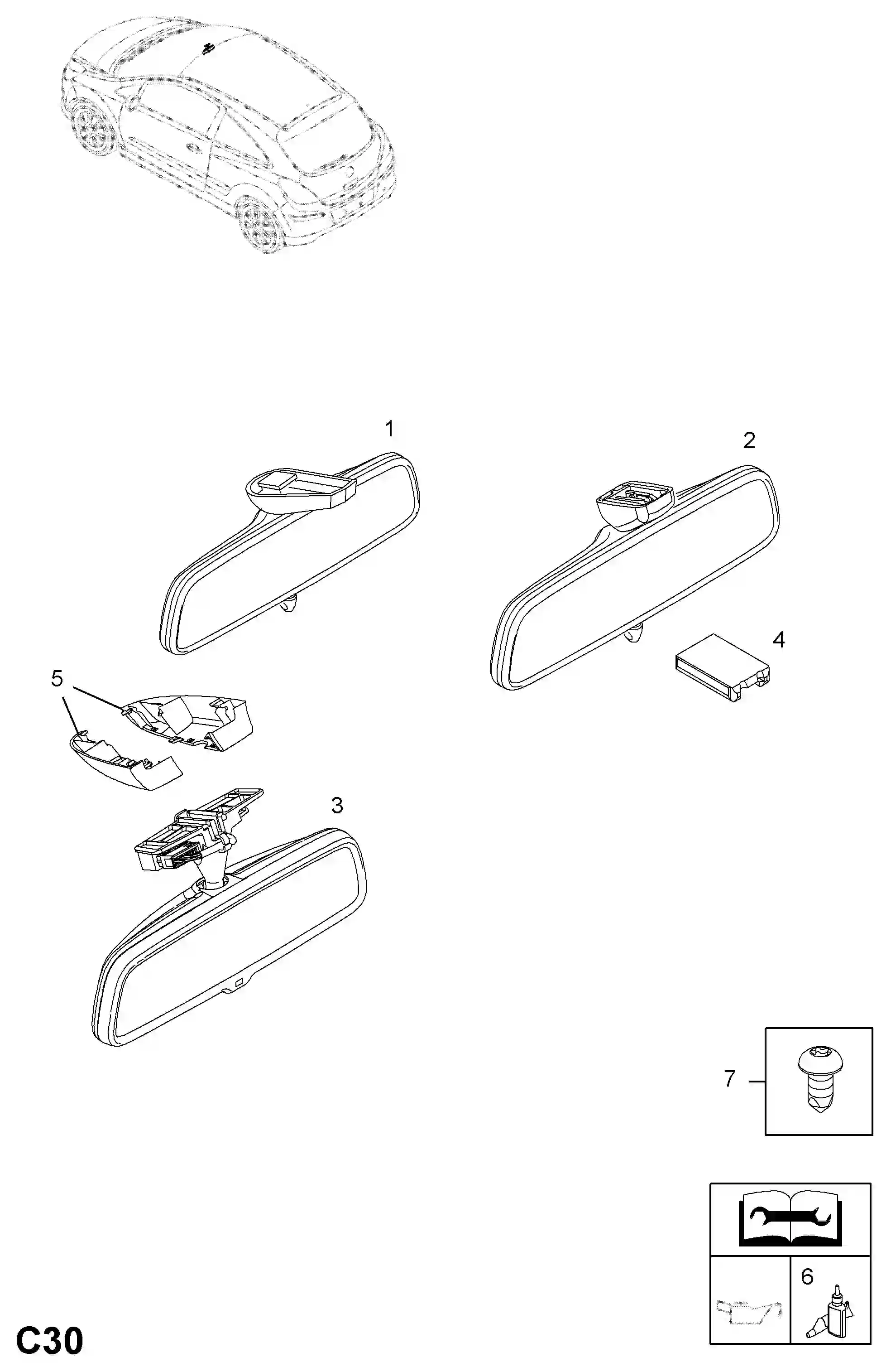 Opel Corsa D Rear view mirror Diagram & OEM Parts (2007 - 2014 Global ...