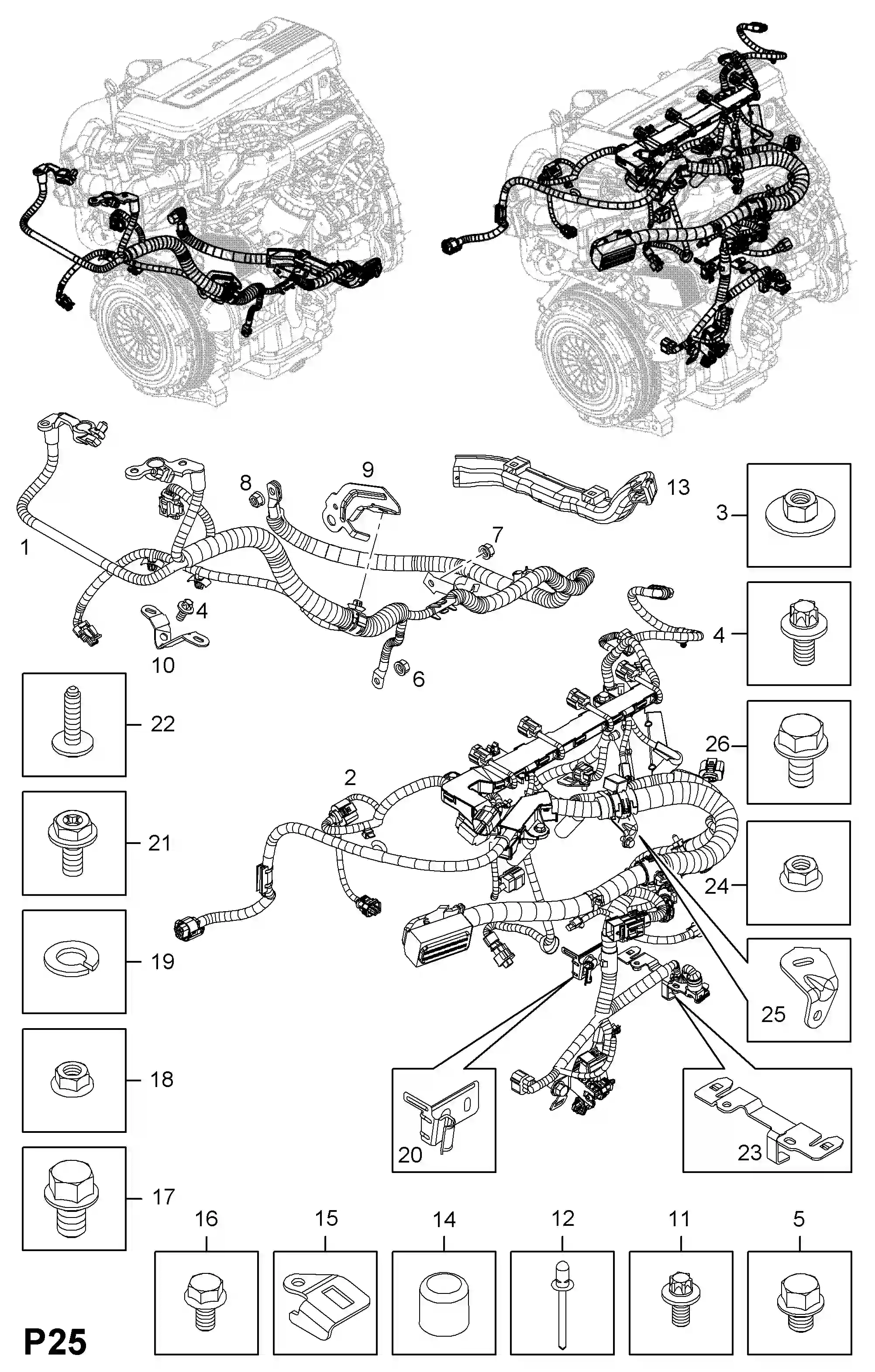 Opel Corsa D Engine and fuel injection wiring harness fittings / z17dtr ...