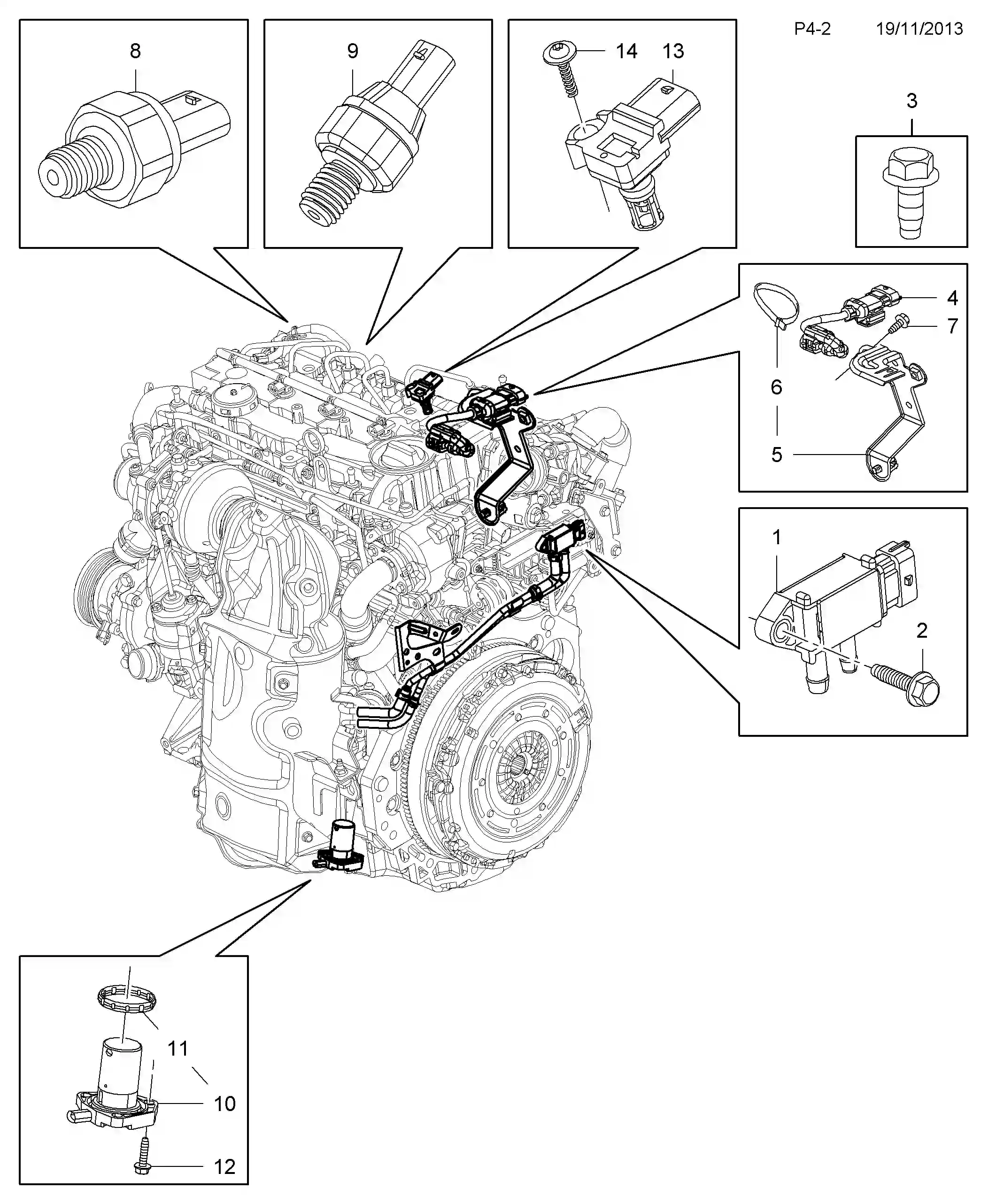 Opel Meriva B Powertrain sensors and engine control module (contd ...