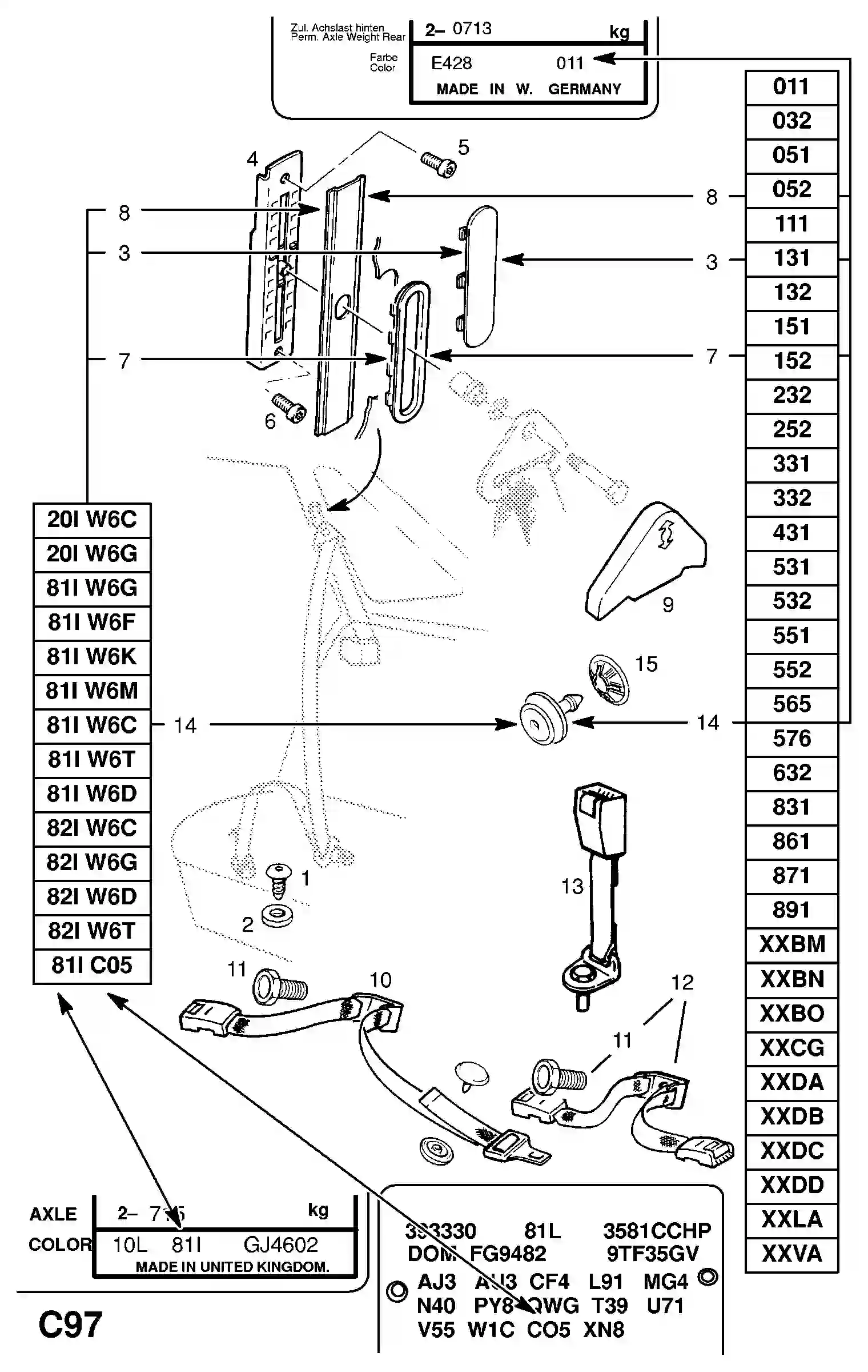 Opel Astra F Belt lock / except vauxhall parts 1992 - 1998 | EPC5 Global