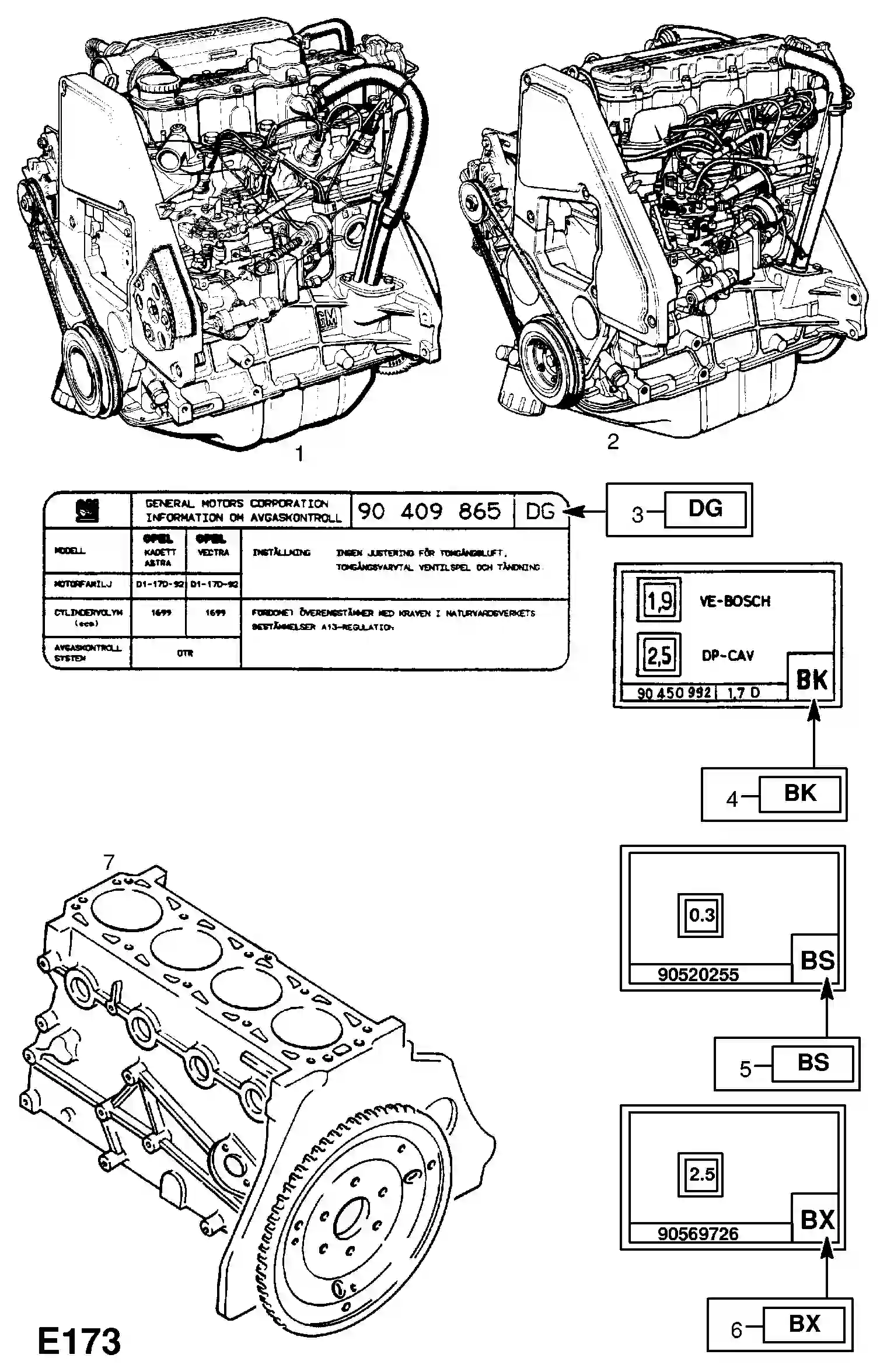 Opel Astra F Engine labels parts 1992 - 1998 | EPC5 Global