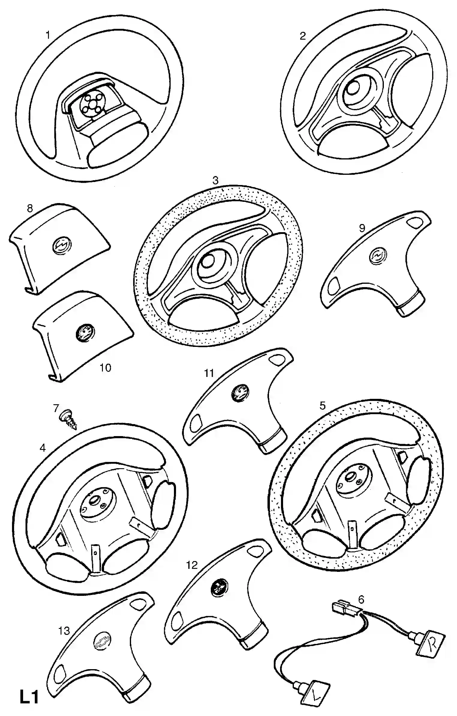 Opel Astra F Steering wheel parts 1992 - 1998 | EPC5 Global