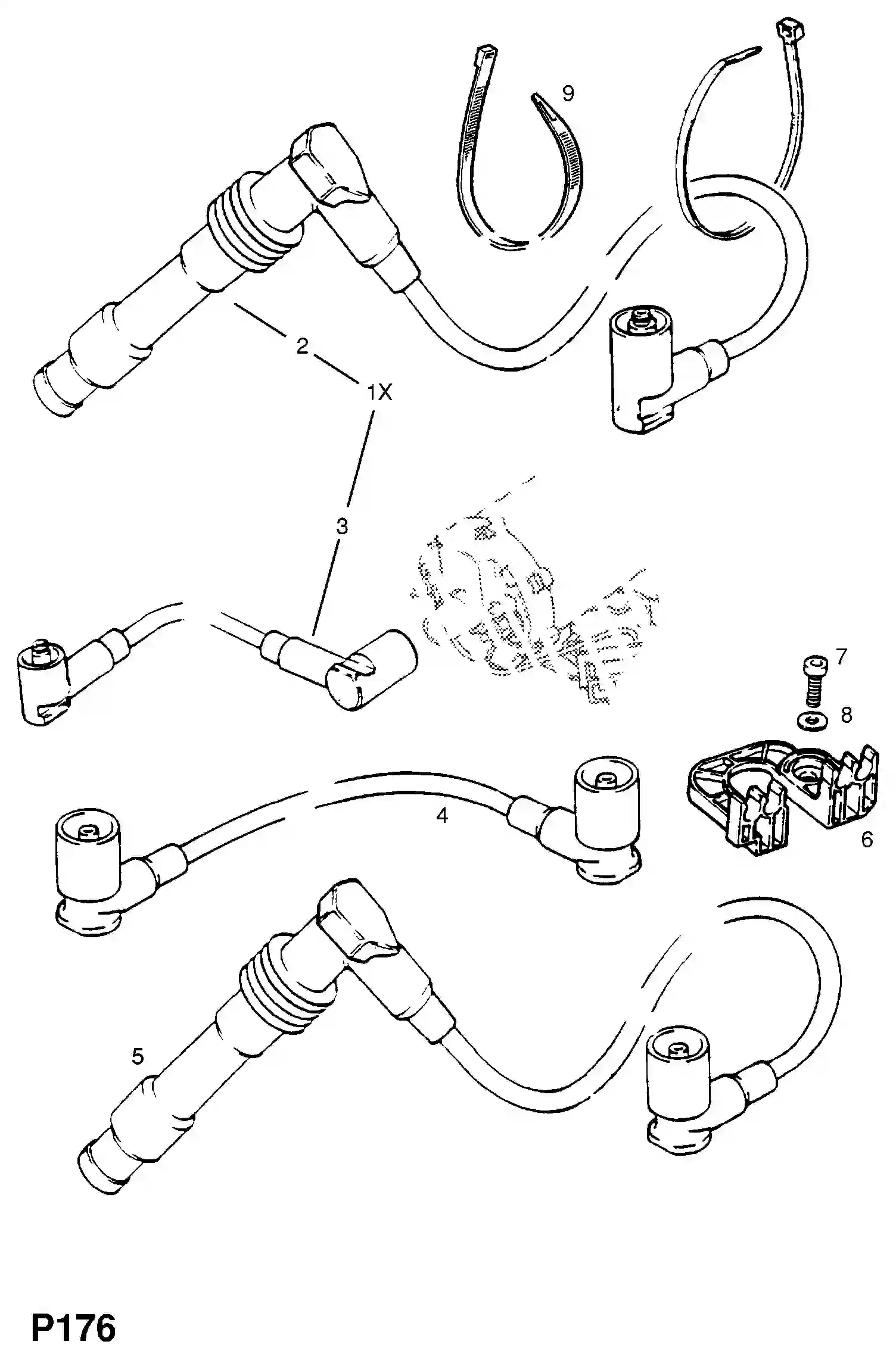Opel Astra F Spark plug wires (contd.) / c20xe[lj1] petrol engine parts ...