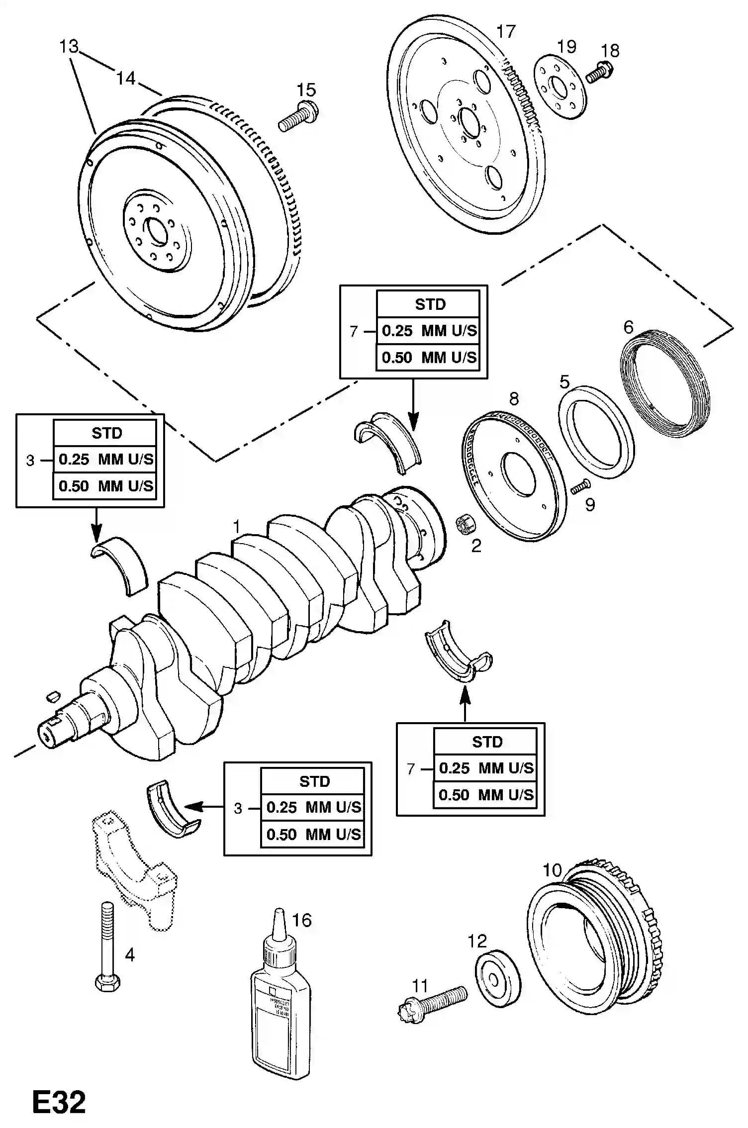 Opel Astra G + Zafira A Crankshaft bearing guide / x14xe[l95], z14xe ...