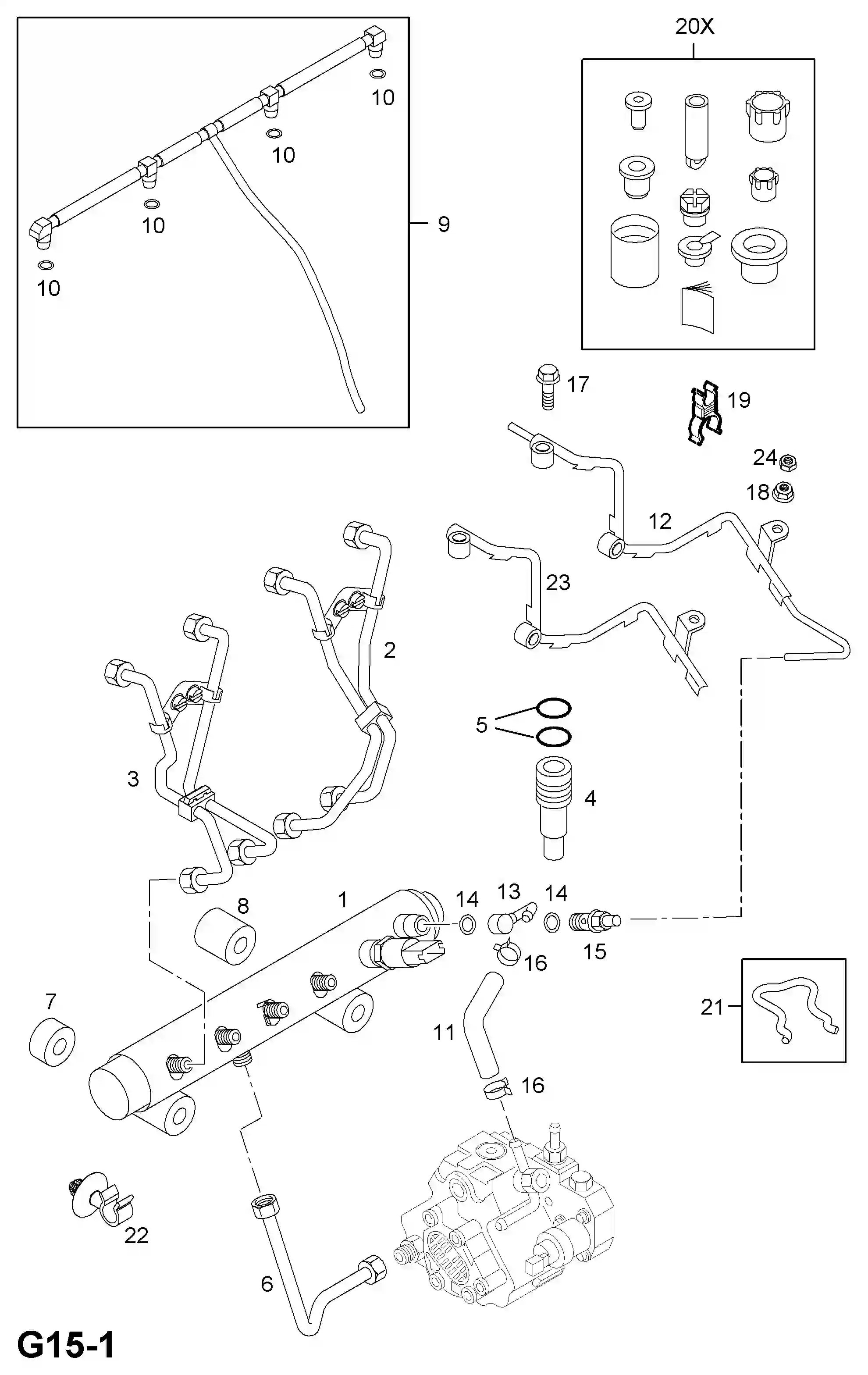 Opel Astra G + ZAFIRA-A Injector pipes (contd.) / z17dtl[lrb] engine ...
