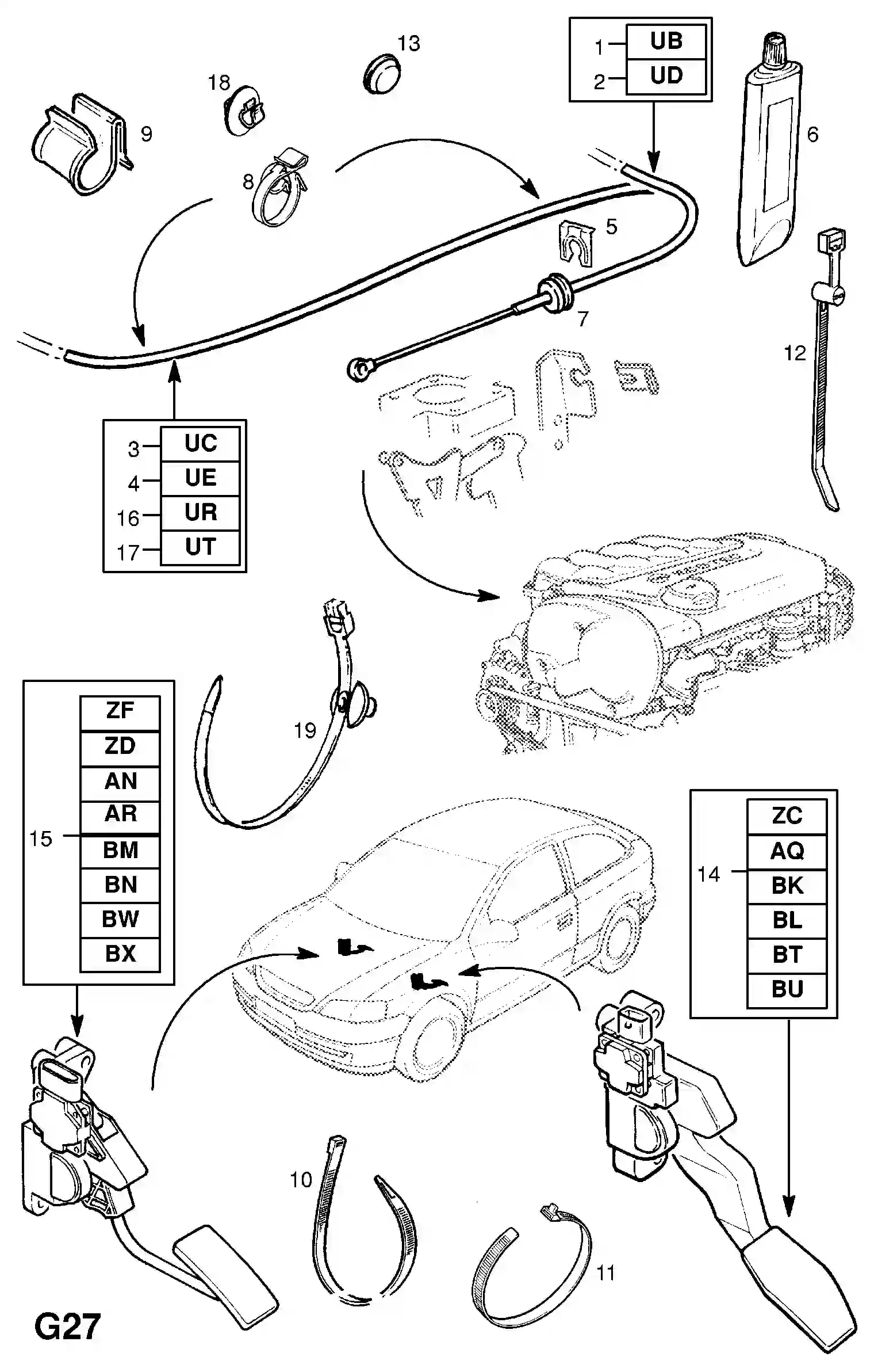 Vauxhall Astra G + Zafira A Accelerator control (contd.) / y17dt[lr6 ...