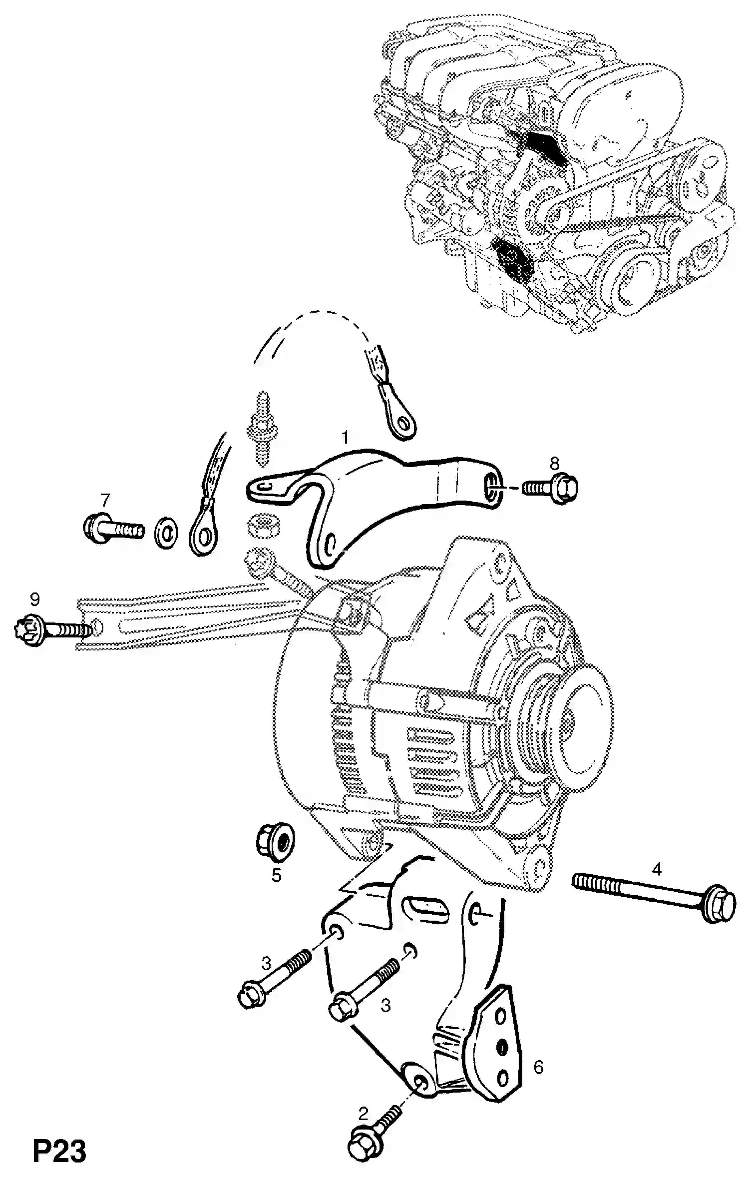 Opel Astra G + Zafira A Alternator fittings (contd.) / x14xe[l95 ...